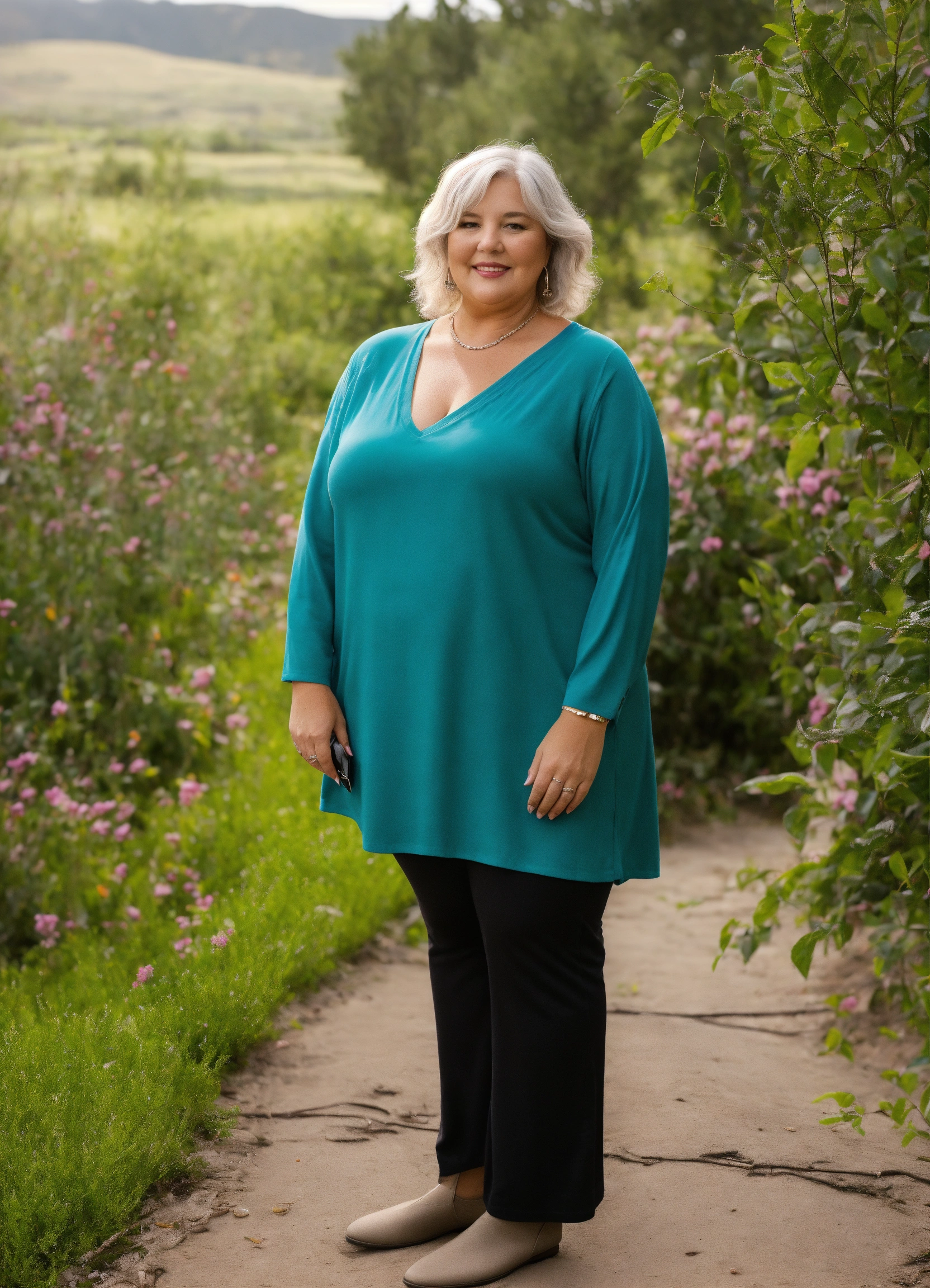 Lexica - Full body view of a plus size caucasian woman in her 50s survivor