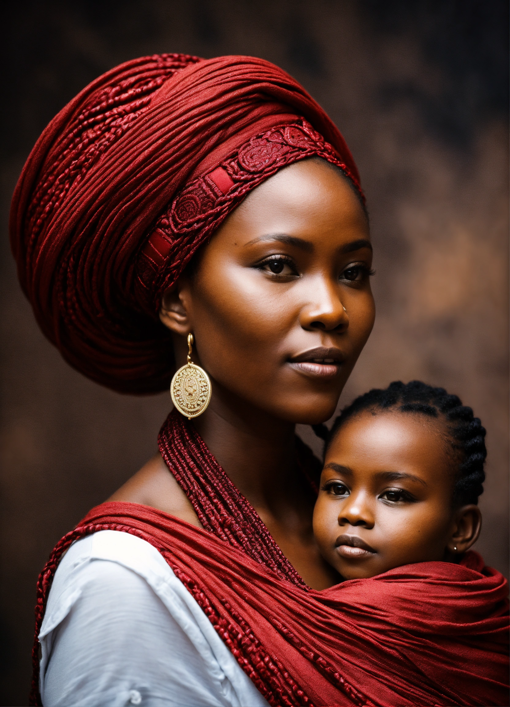 Lexica - Gorgeous African mother in redwith intricate braids in her ...