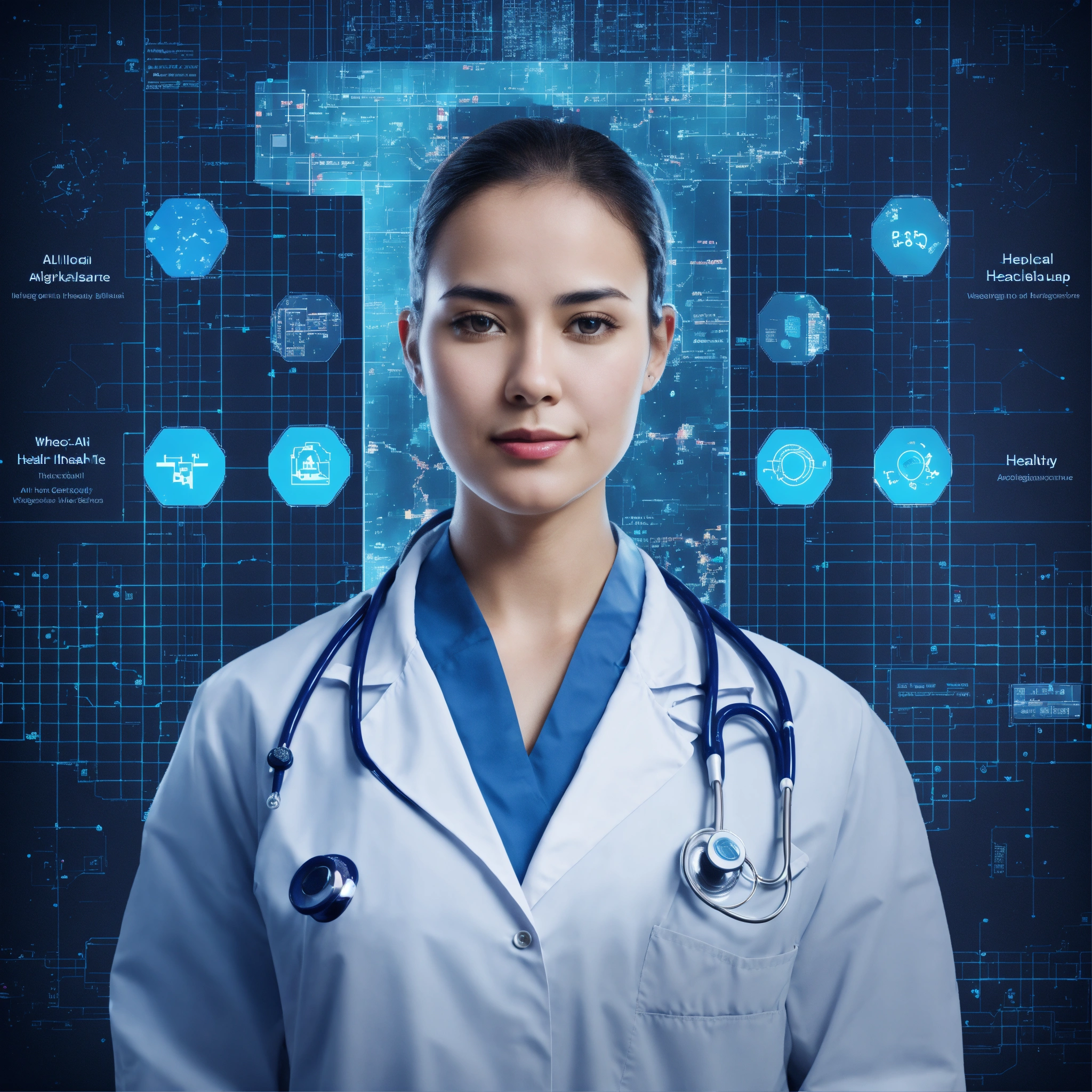 Lexica - Generate AI background image regarding AI-powered healthcare.