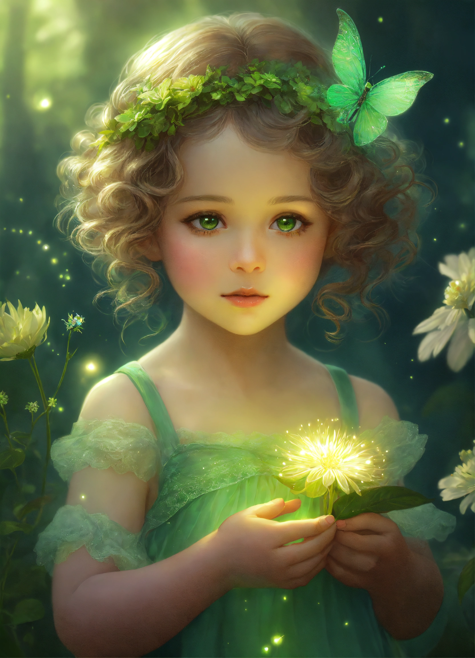 Lexica - Portrait and shot full body of a cute little green fairy Baby ...