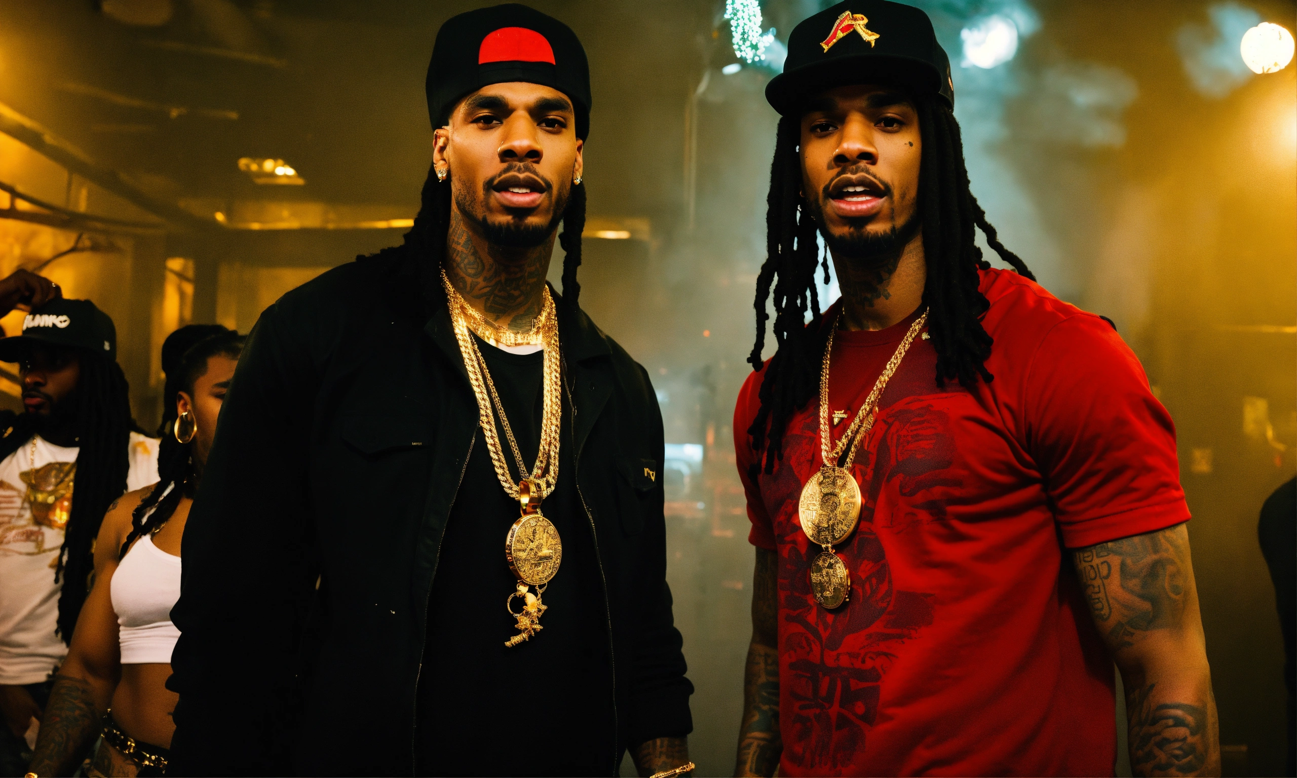 Lexica - Full body shot of rapper "Slim Dunkin" and "Waka Flocka" in ...