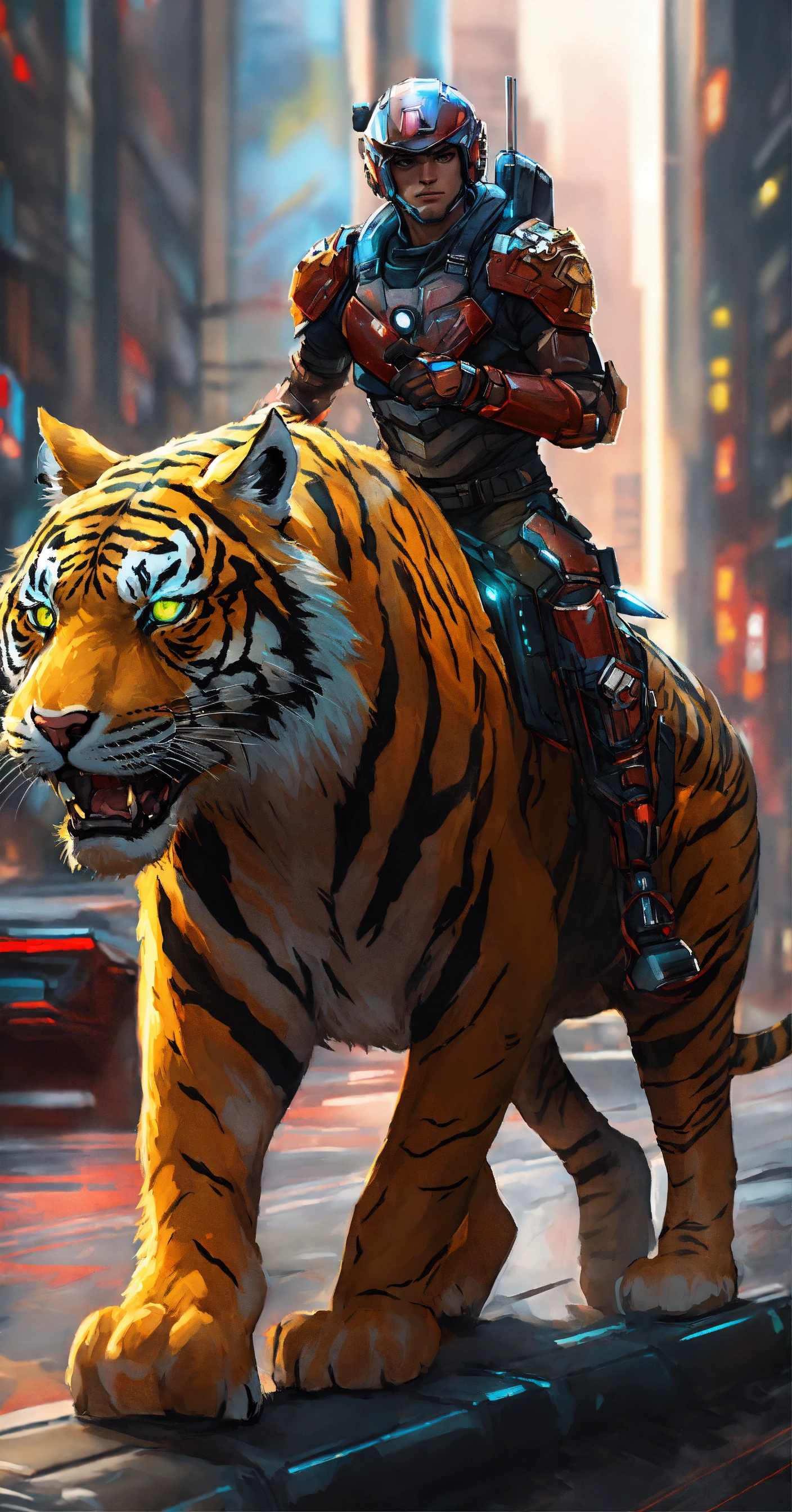 Lexica - Flash riding a tiger wearing full body heavy duty armour in ...