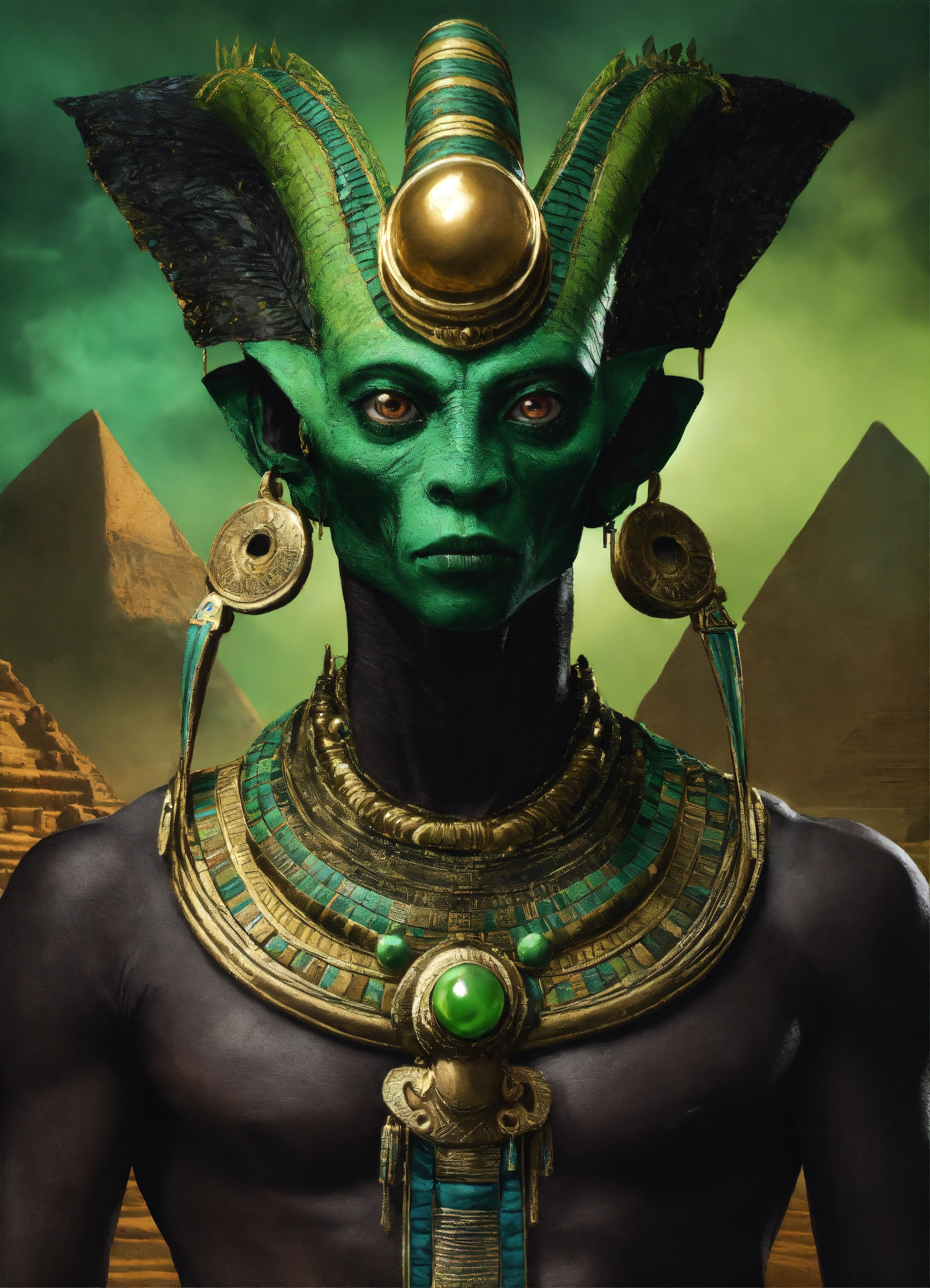 Lexica - Portrait a black and green alien monster dressed like a ...