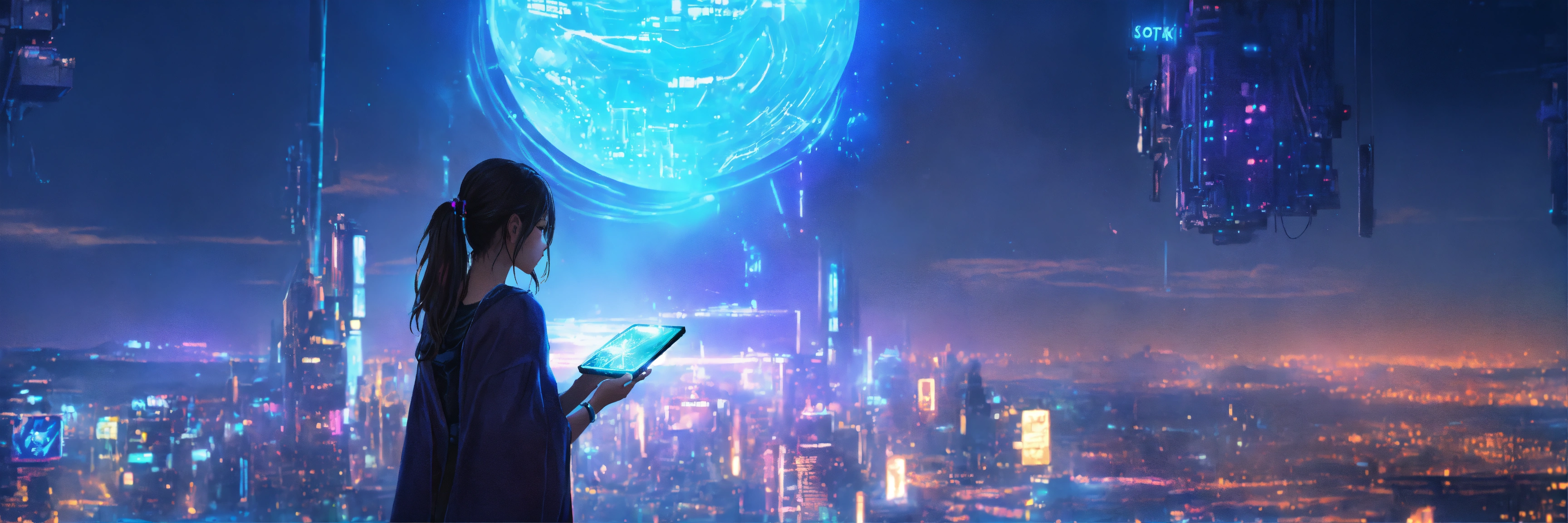 Lexica - Long shot, girl using magic from hands, blue light, spells ...