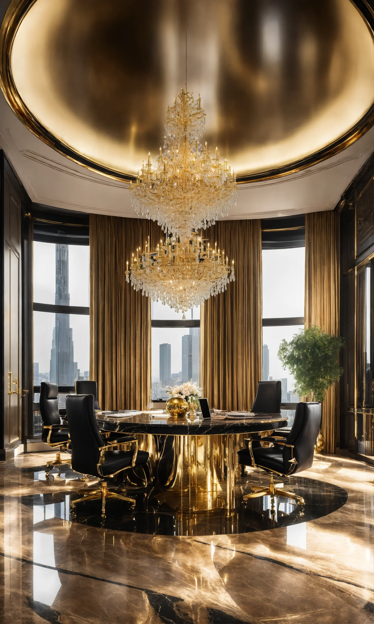 Lexica - A luxury design office room golden and black marble with gold ...