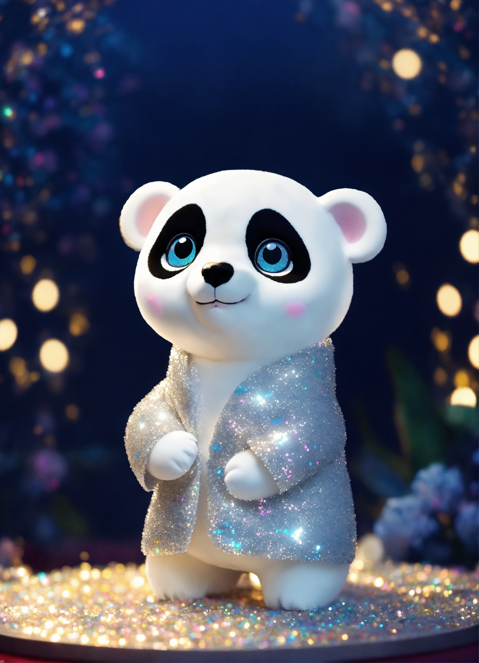 Lexica - Cartoon character a white panda bear with a silver coat and ...