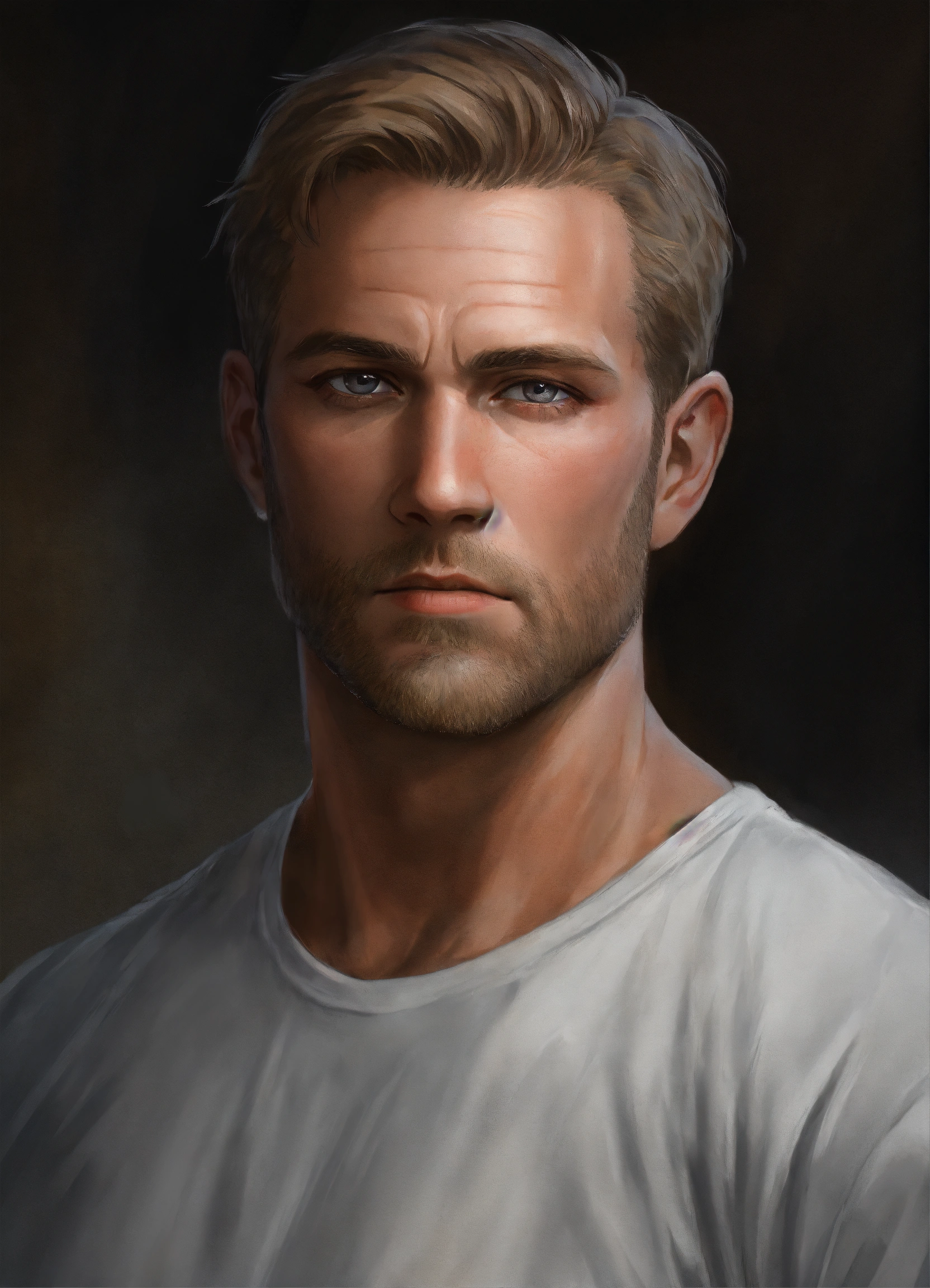 Lexica - Realistic man, waist-up, tall, broad-shouldered, 35 years ...