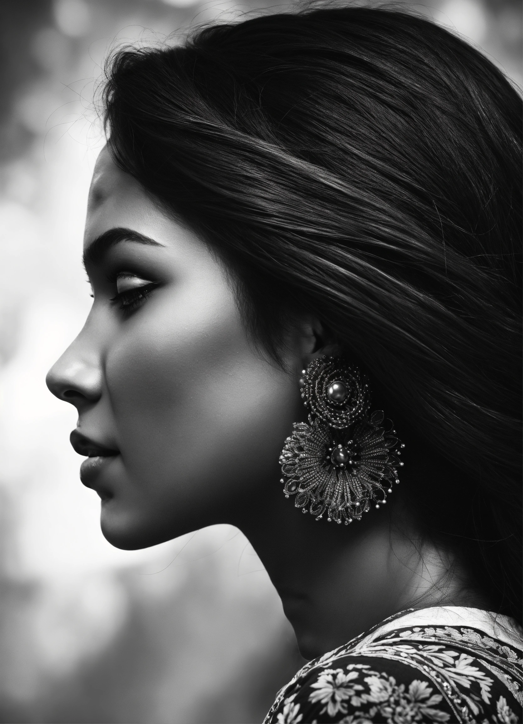 Lexica - Beautiful Hispanic woman face, side profile, high contrast ...