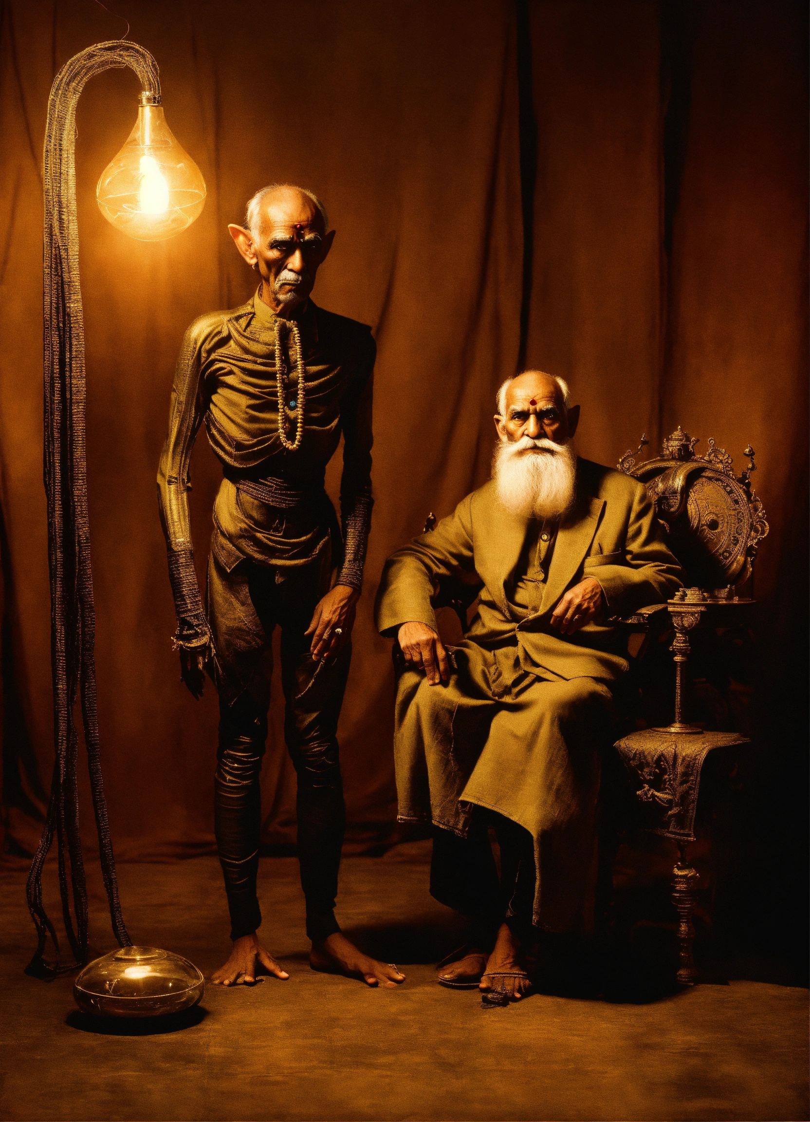 Lexica - Old man wearing hindu fakir , with a turbant in head, standing ...