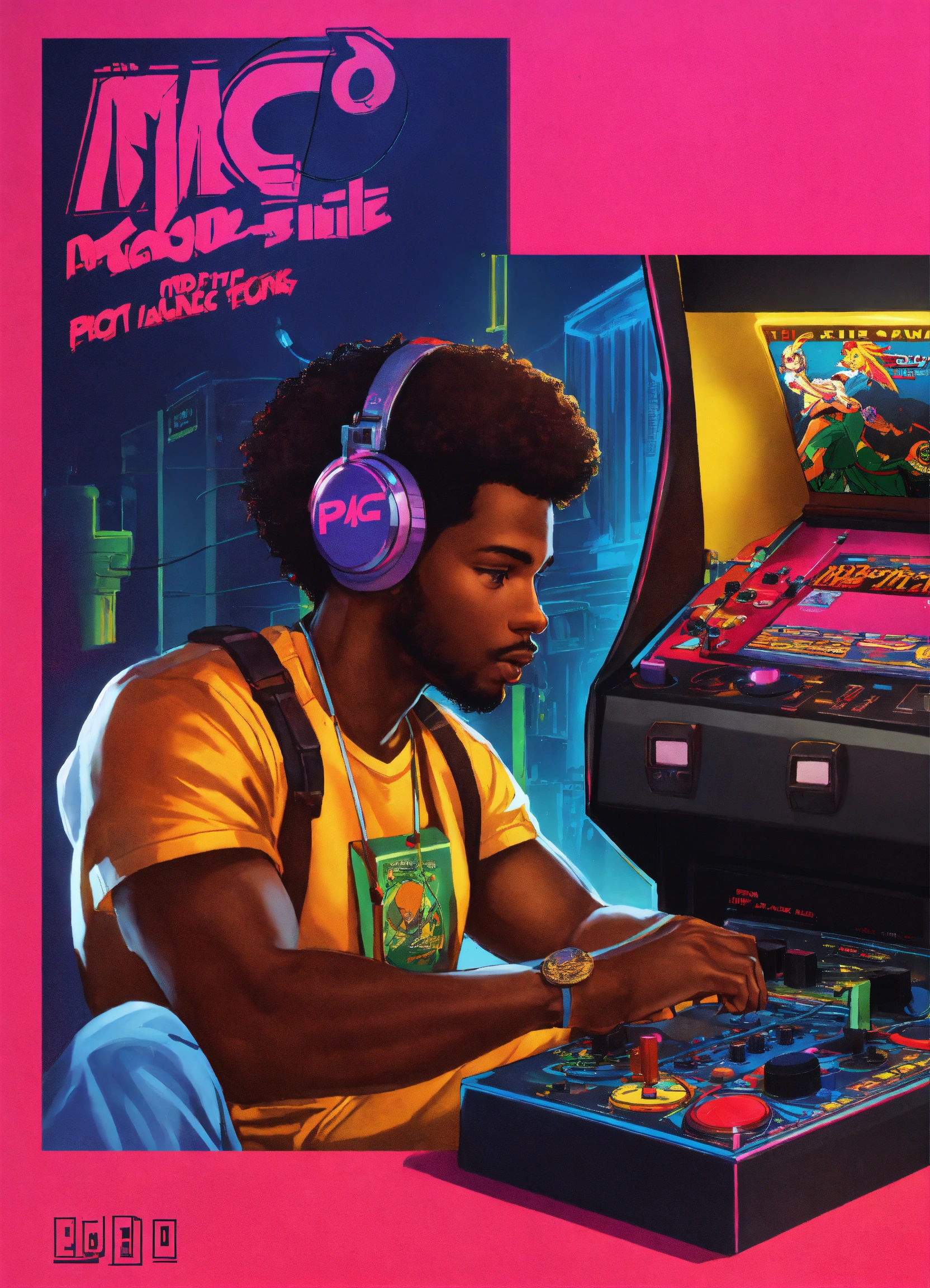 Lexica - 80s arcade black characters using mpc to make music vinyl ...