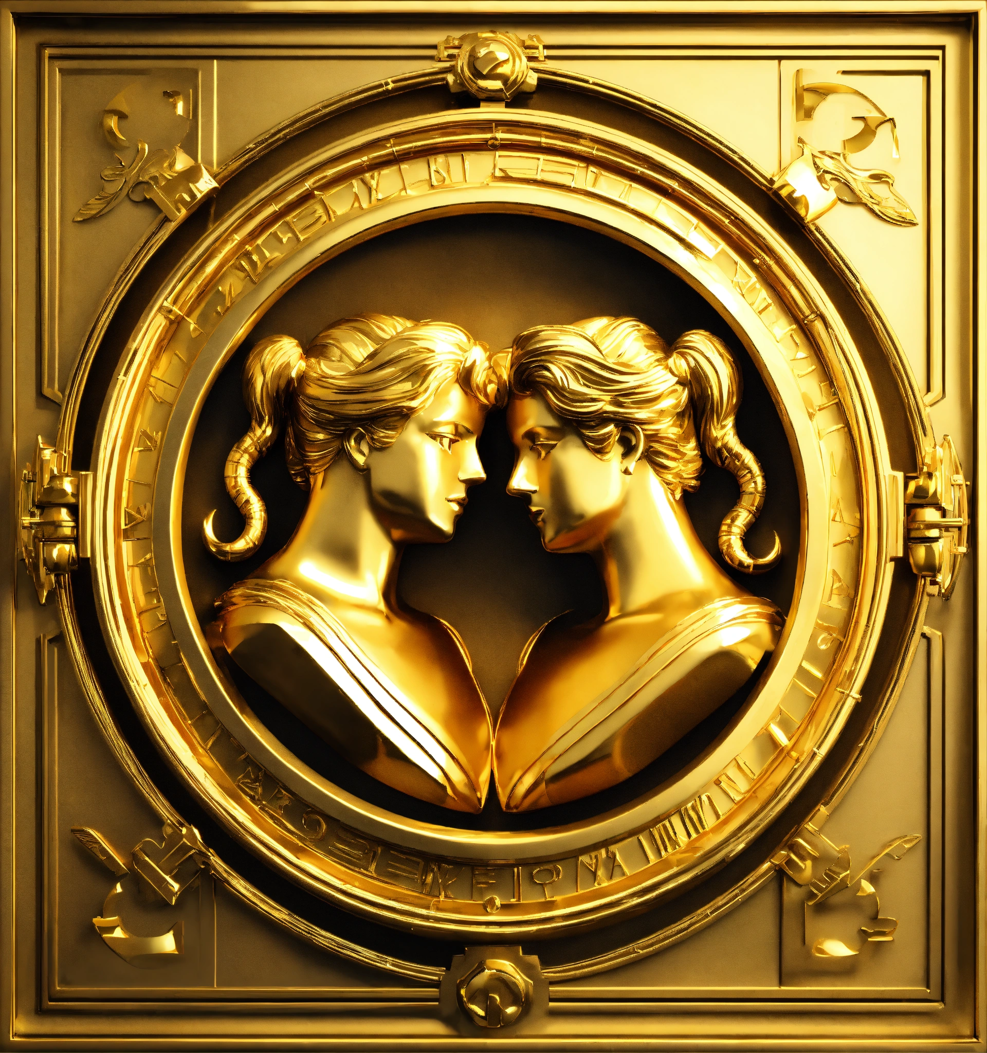 Lexica - Gemini sign in gold color in three-dimensional image