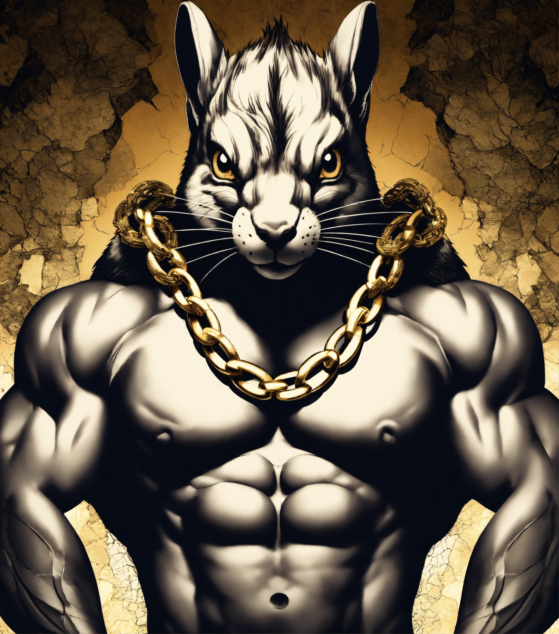 Lexica - Black and white illustration of masculine squirrel, fierce ...