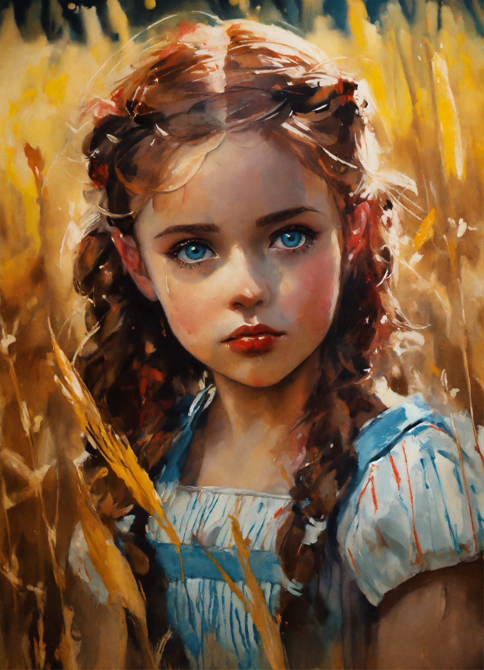 Lexica - Mixed media oil painting of a beautiful adorable Dorothy from ...