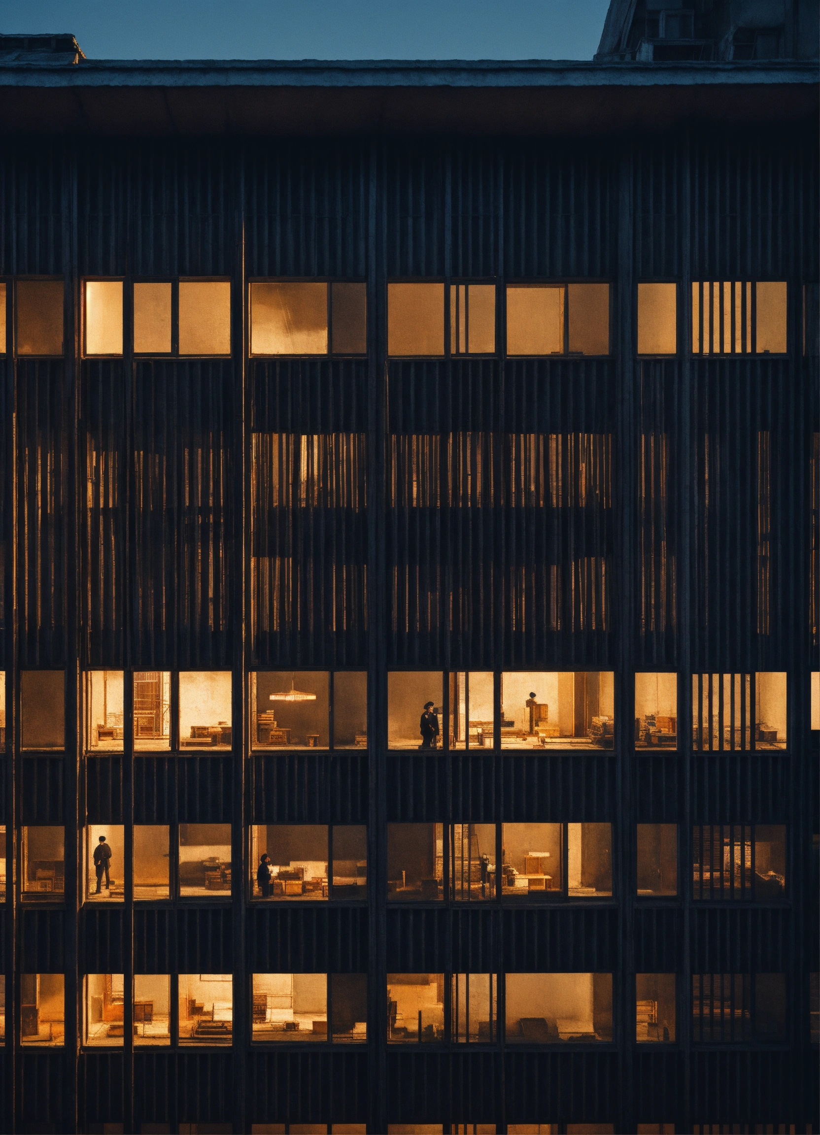 Lexica - Some people look over tall building windows, in the style of ...