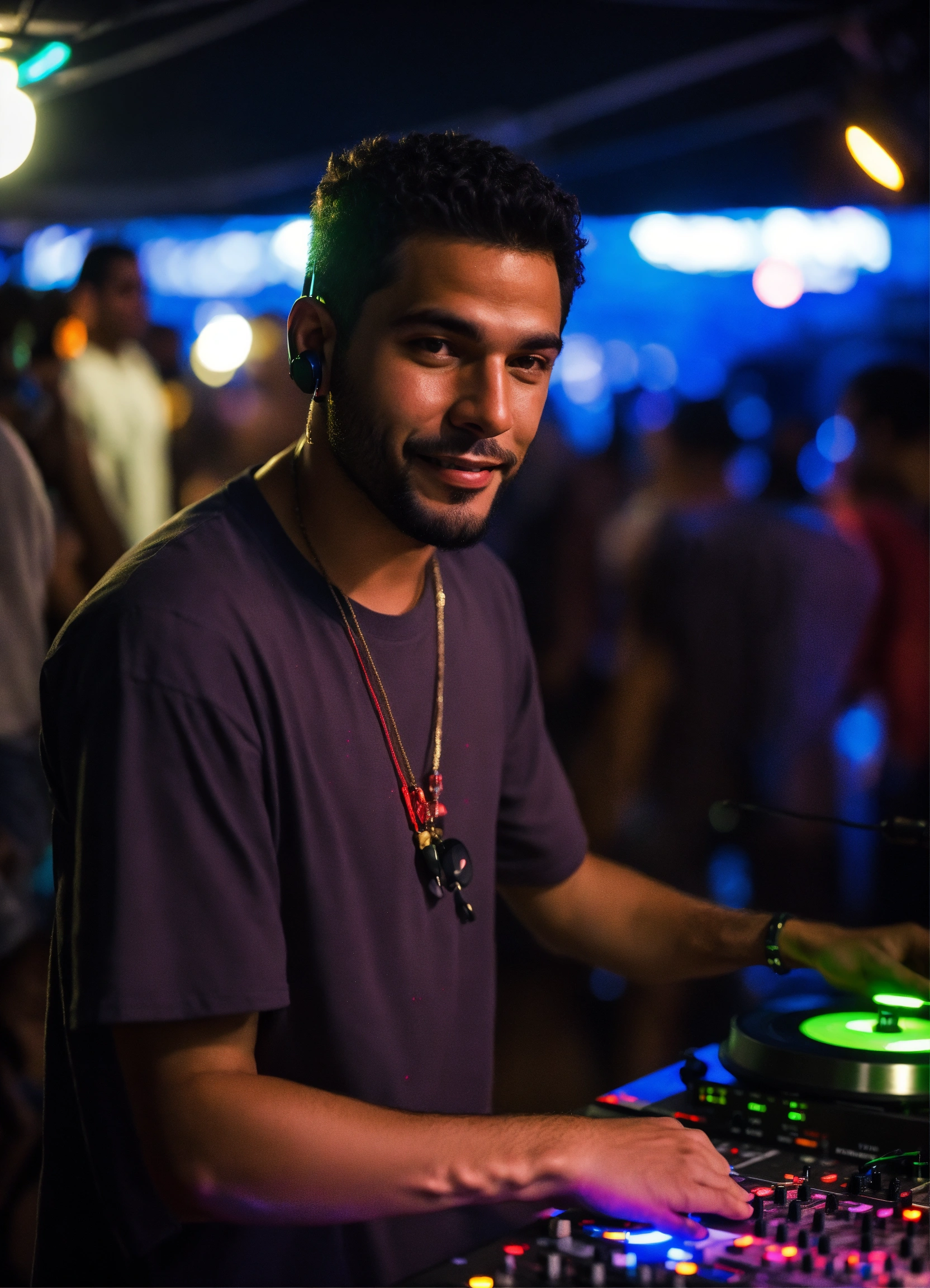 Lexica - Retrato de um homem loiro, DJ, cenário a noite no rio de ...