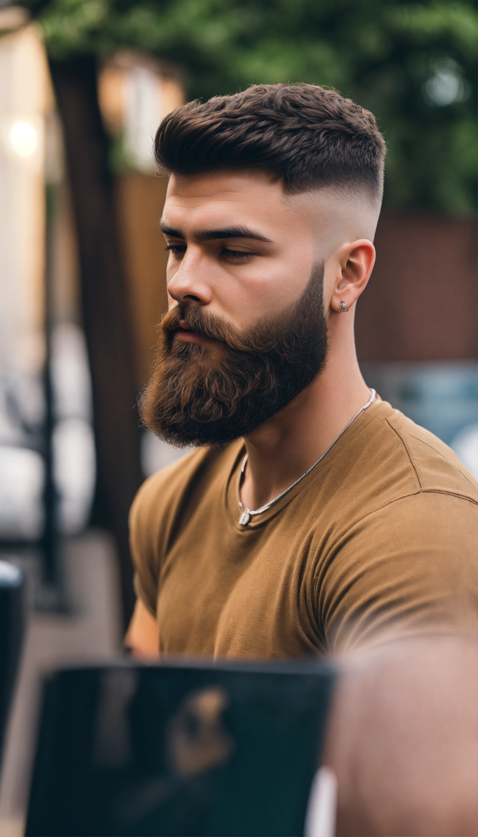 Lexica - Stubble beard with a fade a zero fade