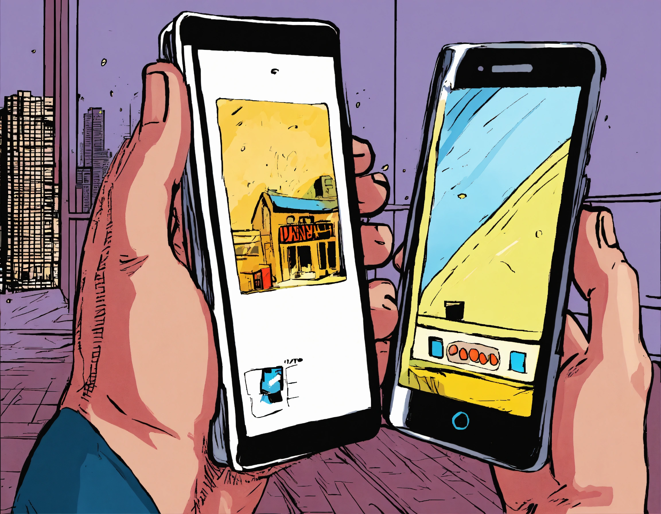 Lexica - Smartphone is ringing. comic style