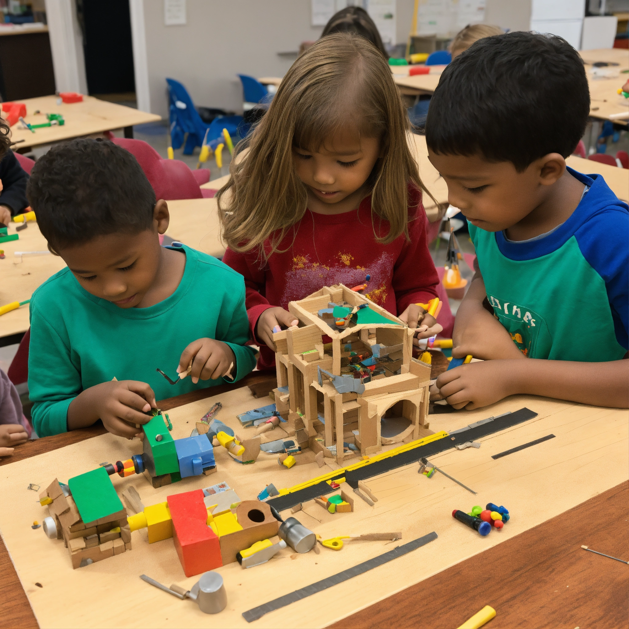 Lexica - A photo of a group of children working on a STEM project. The ...