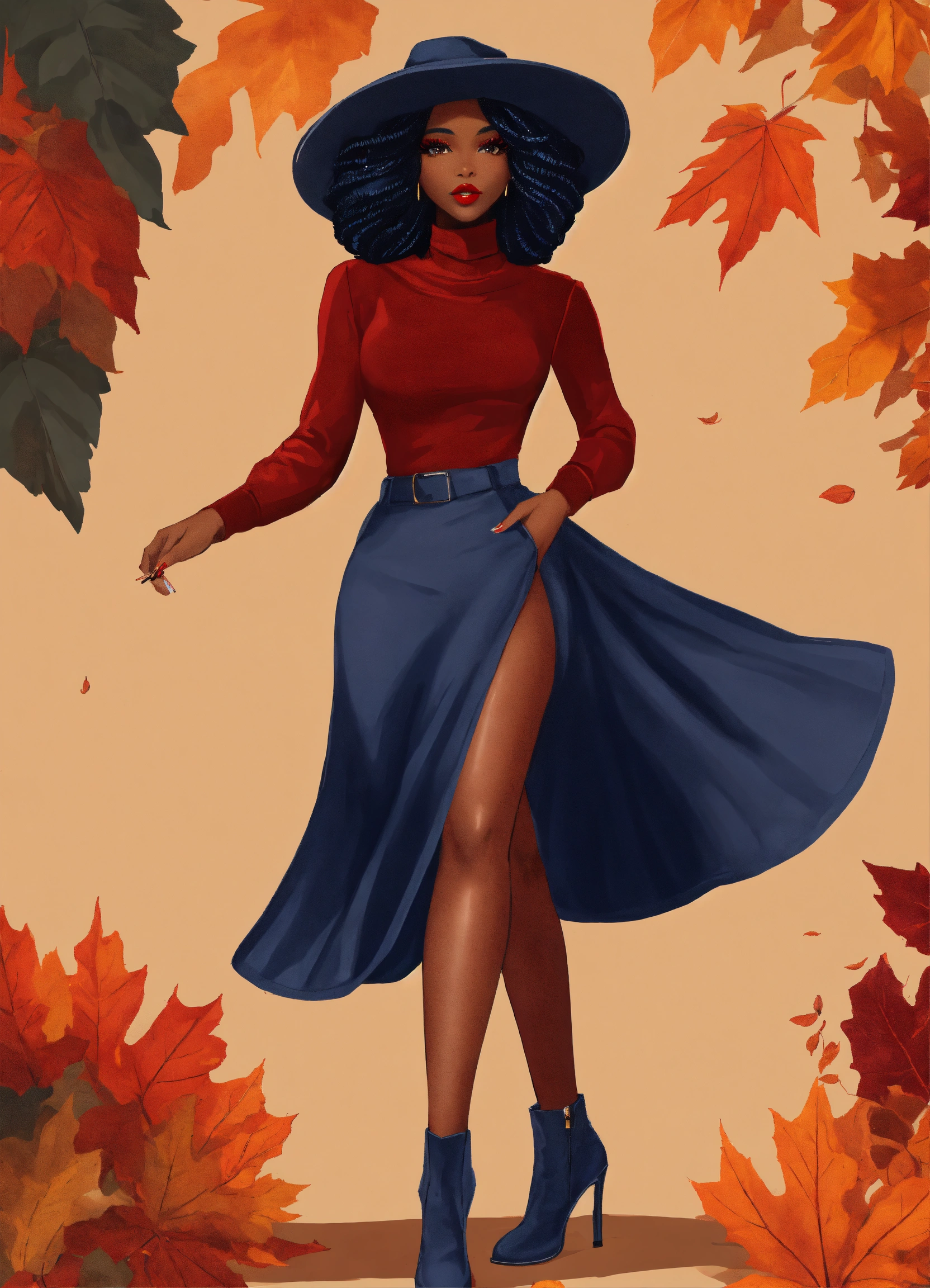 Lexica - Clipart fashion illustration of a Black woman showcasing an ...
