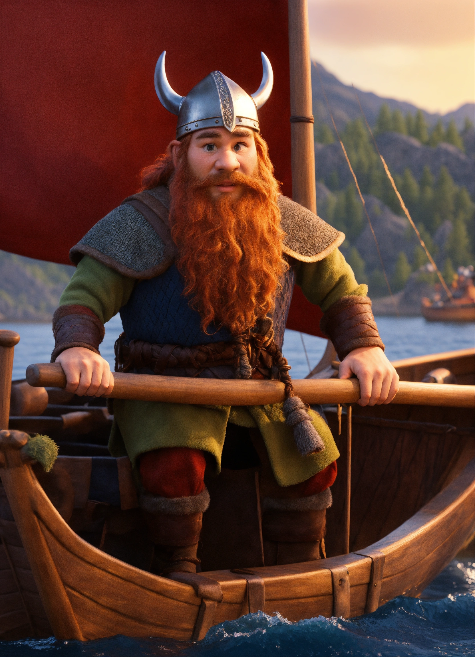 Lexica - A pixar animated photo of an early viking raider on a viking ...
