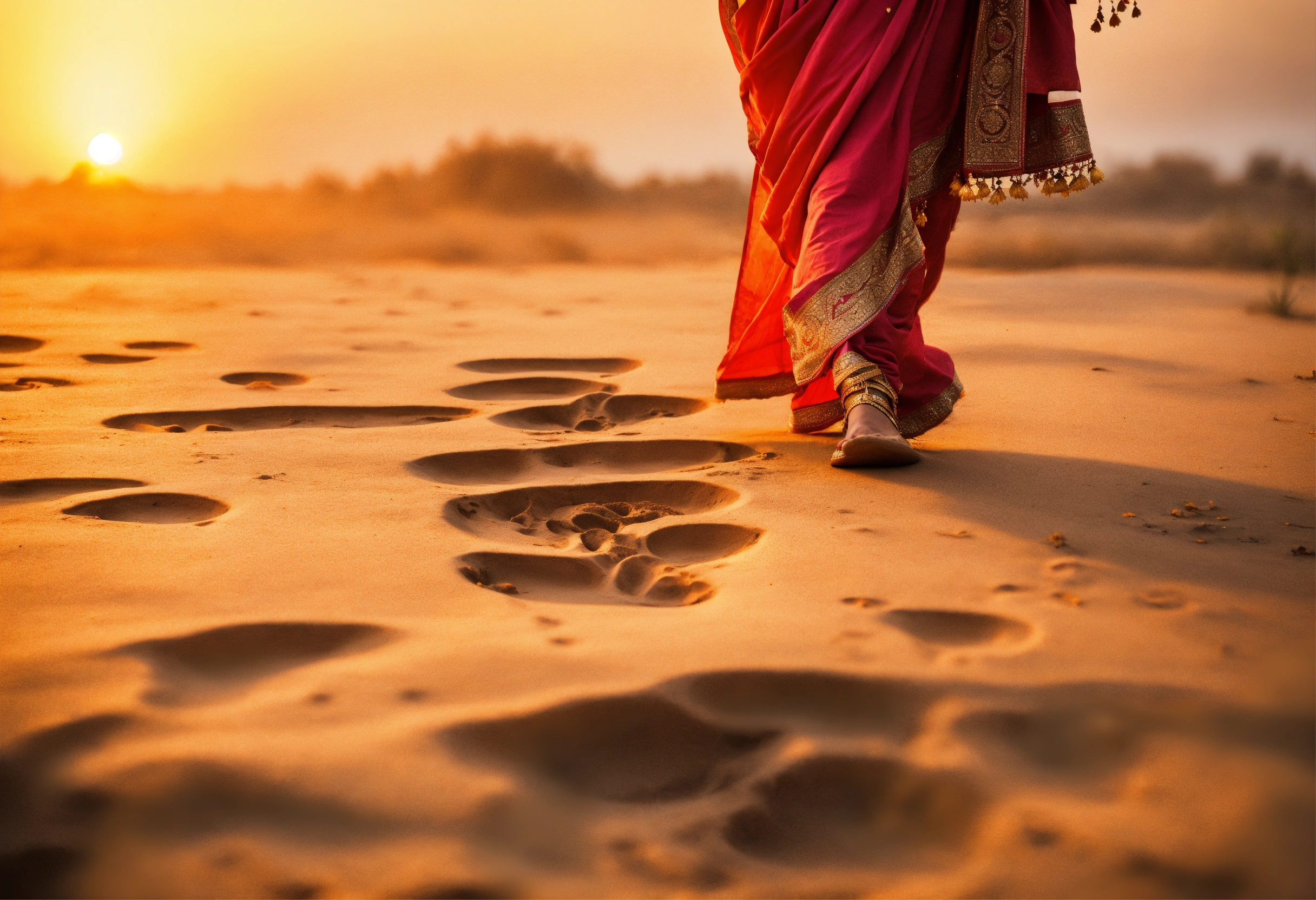 Lexica - Indian goddess Radha's footprint with walking , 8k