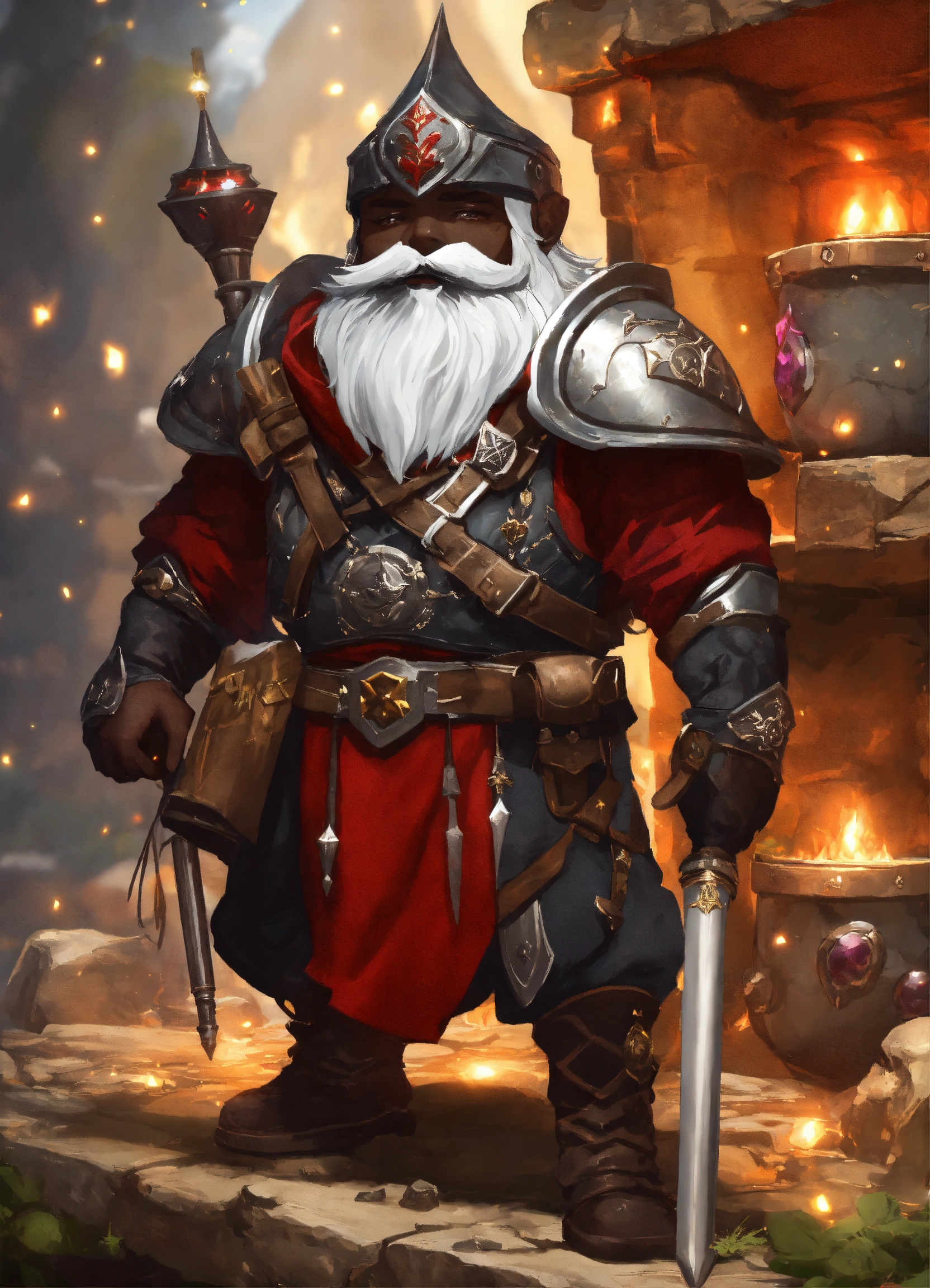 Lexica - Armorer artificer rock gnome with black skin, on a heavy dark ...