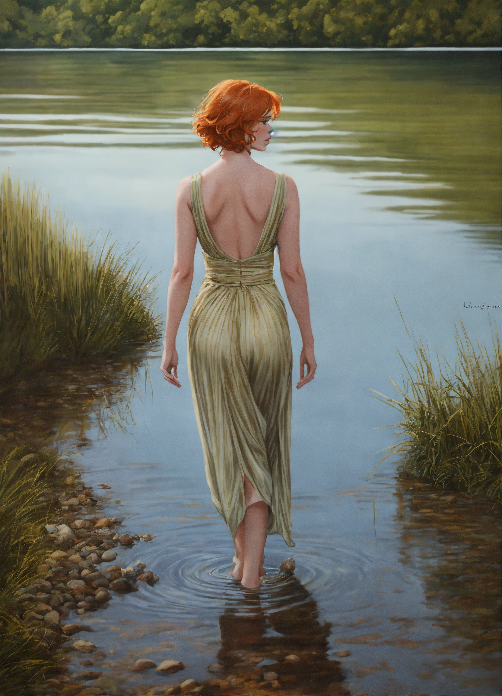 Lexica - Christina Hendricks as Charlize Theron in lake, 1970's, paper ...