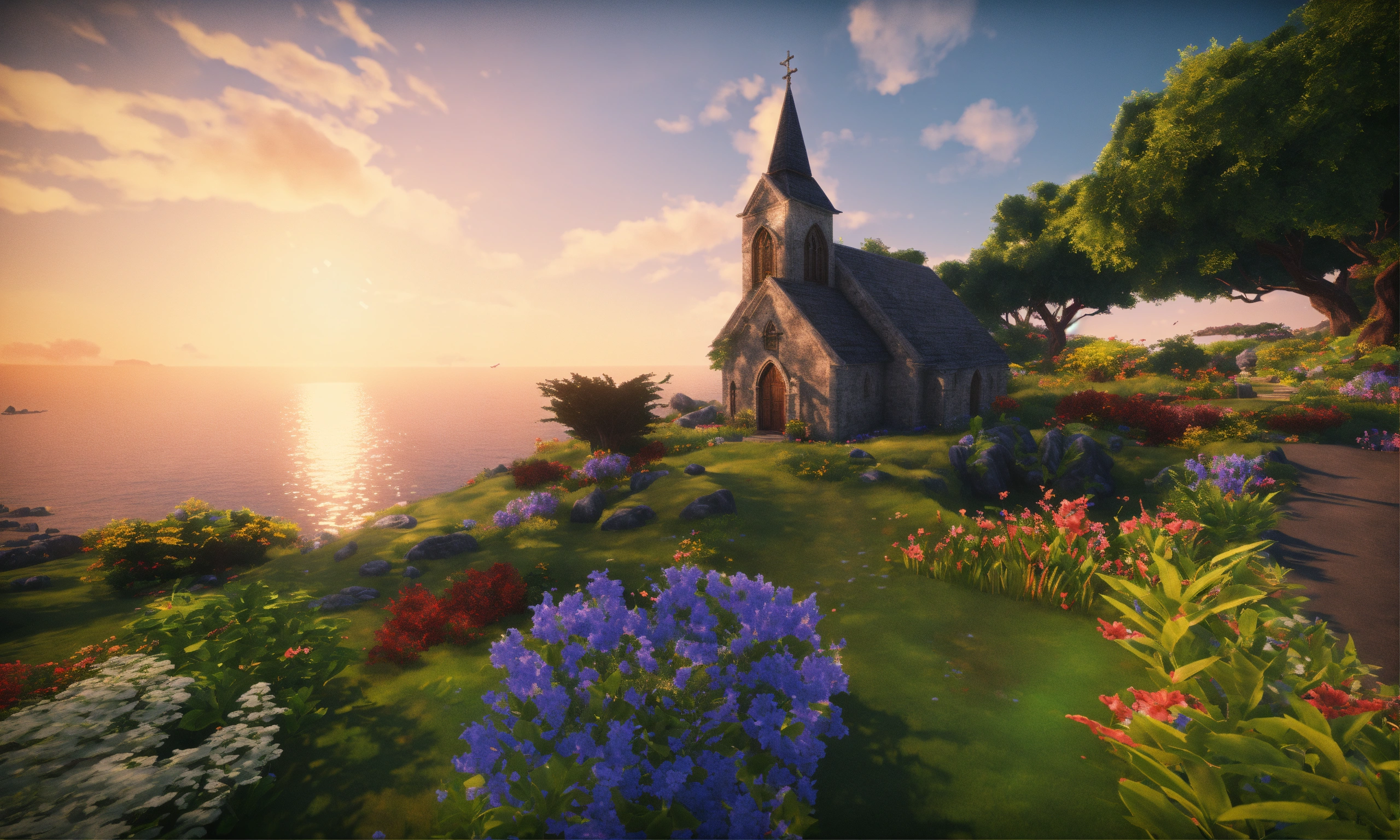 Lexica - Unreal engine 3d heavenly background with a beautiful sky and ...