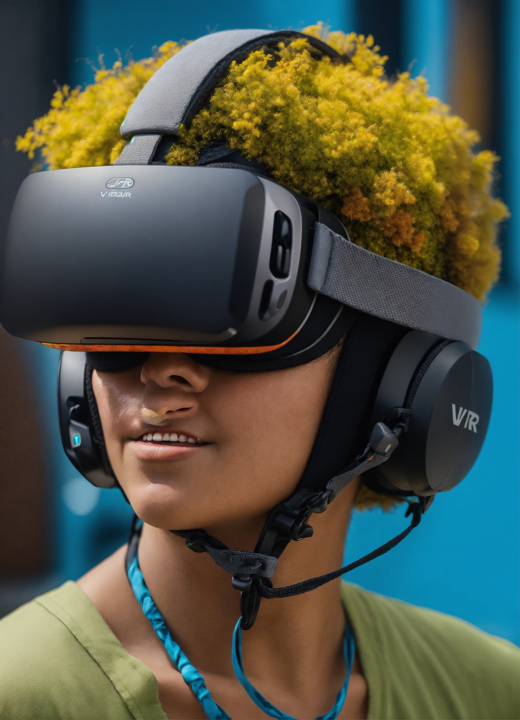 Lexica - Front view image, how head gear wraps around the head, VR ...
