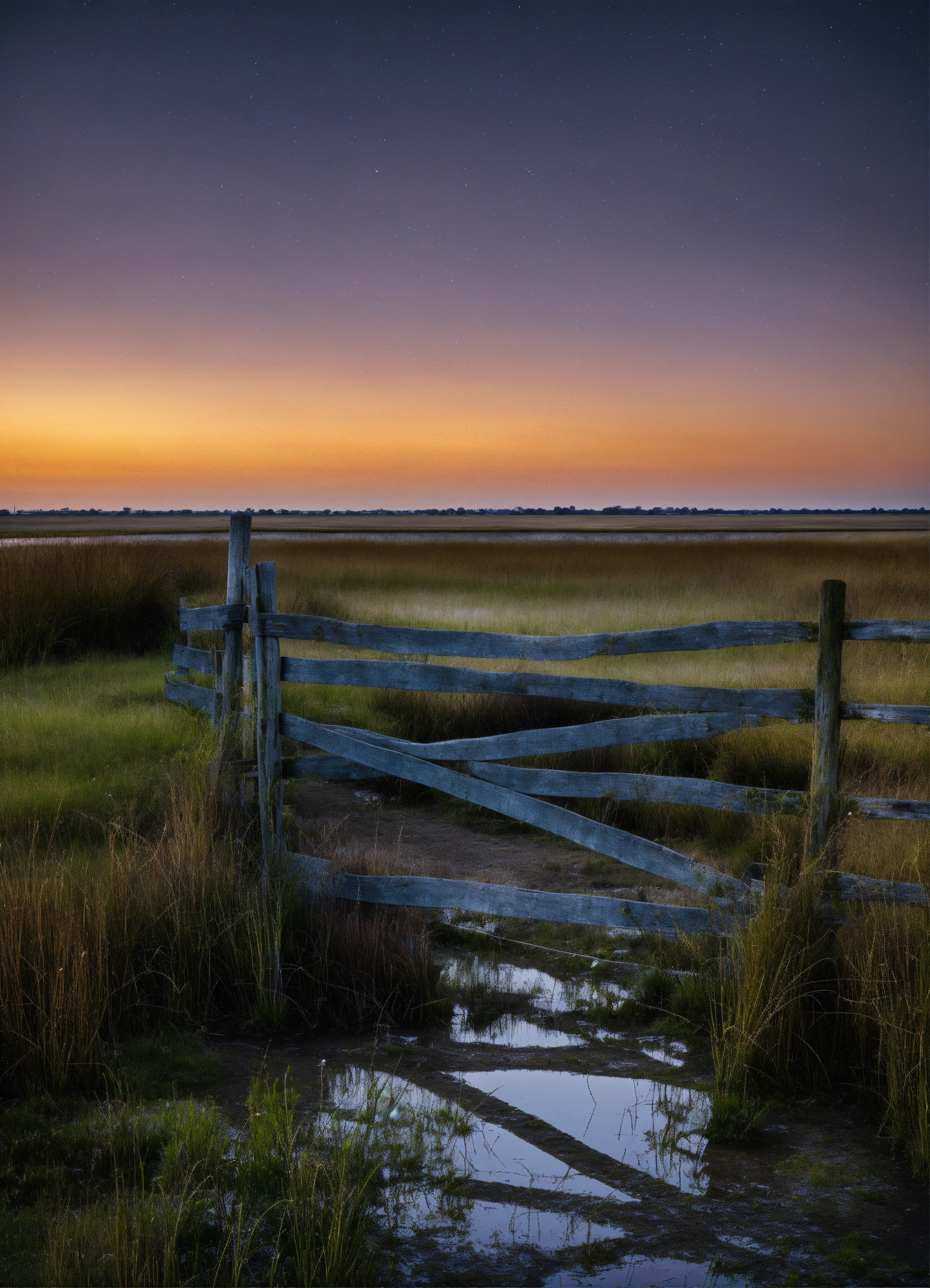 Lexica - Norfolk salt marshes, night, rickety old fence