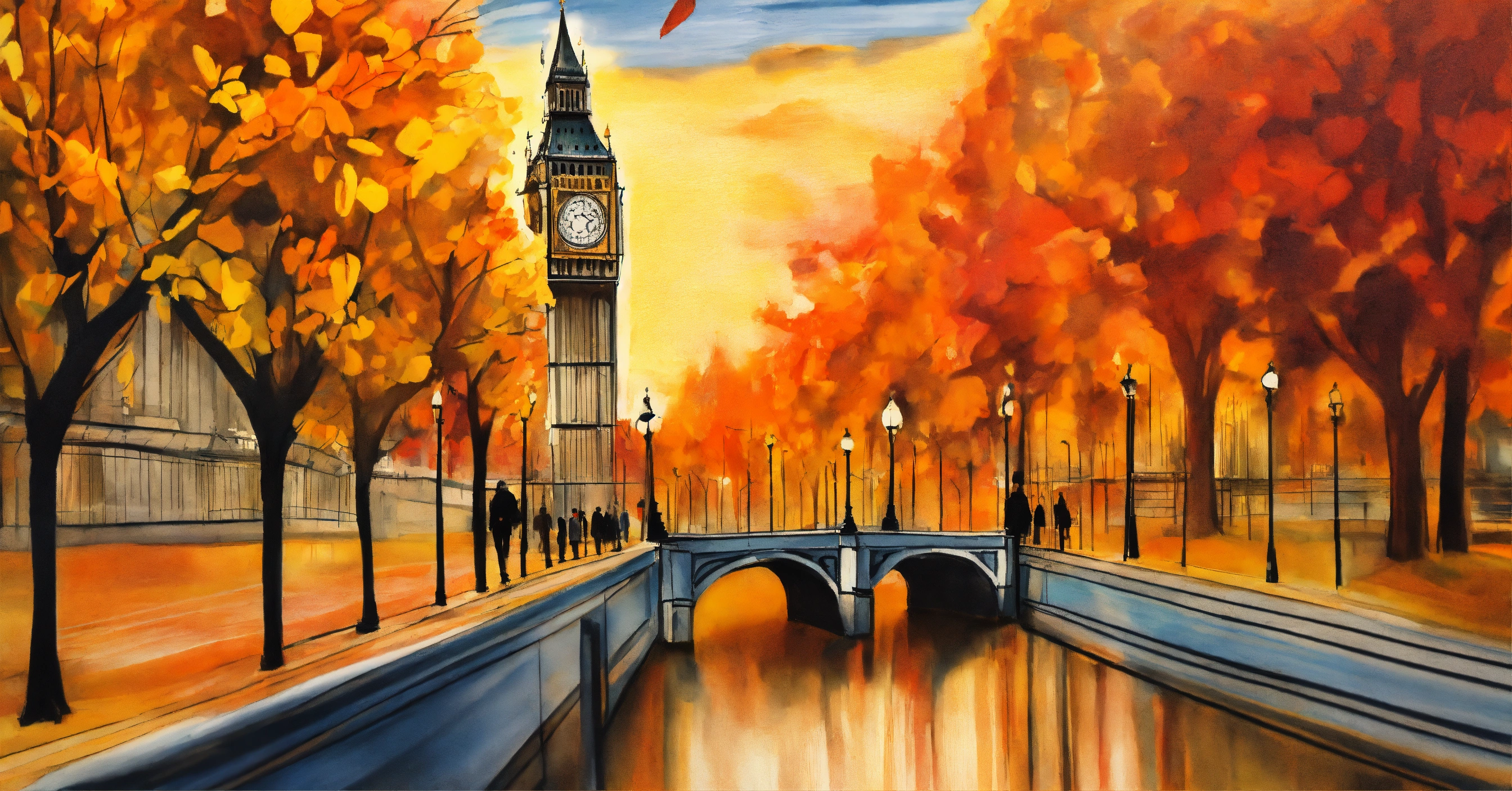 Lexica - Create a pencil drawing of London using abstract expressionism ...