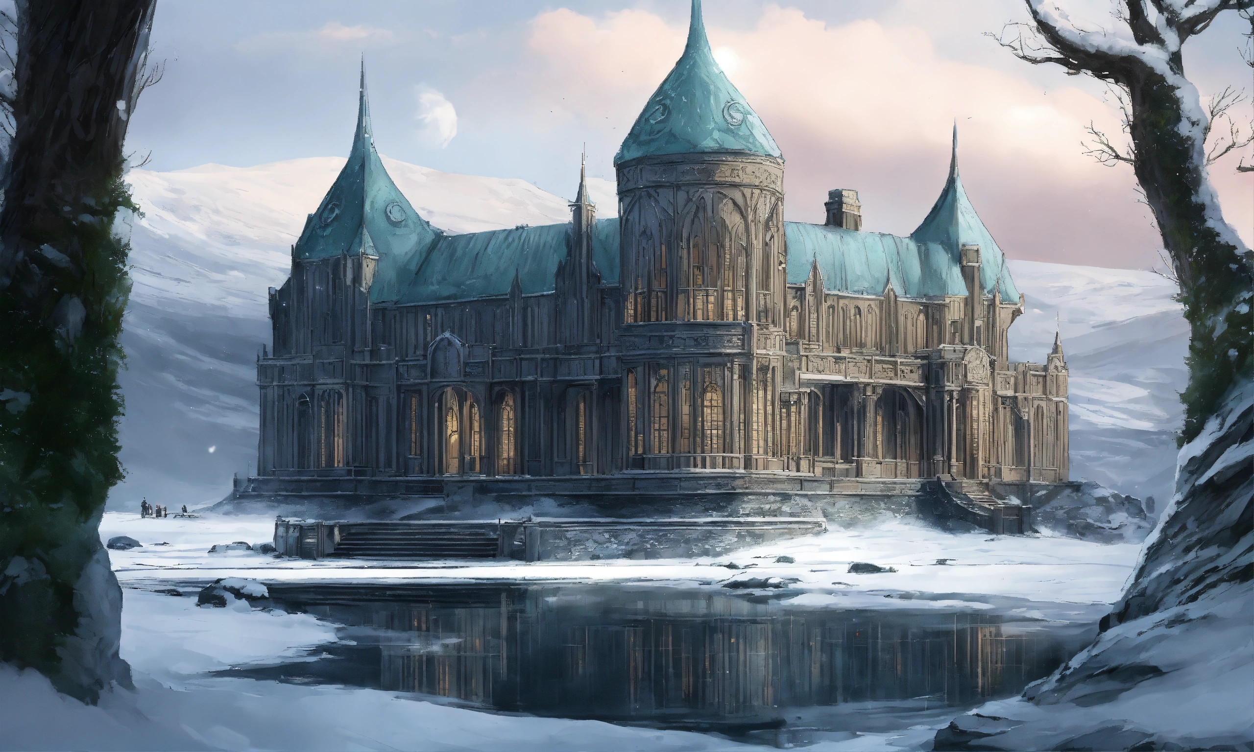 Lexica - Drawing of a fully shown elegant vast high elf sci fi palace ...