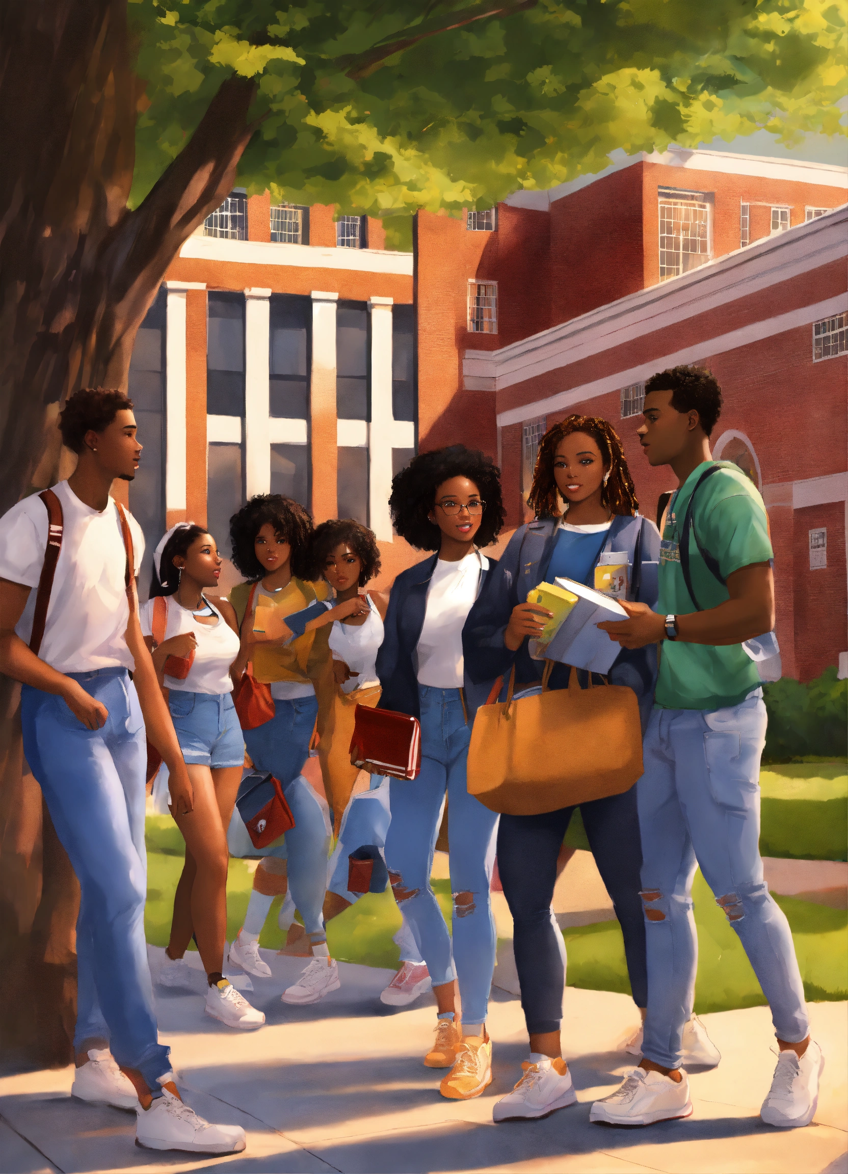 Lexica - Realistic style African American HBCU college scene with ...