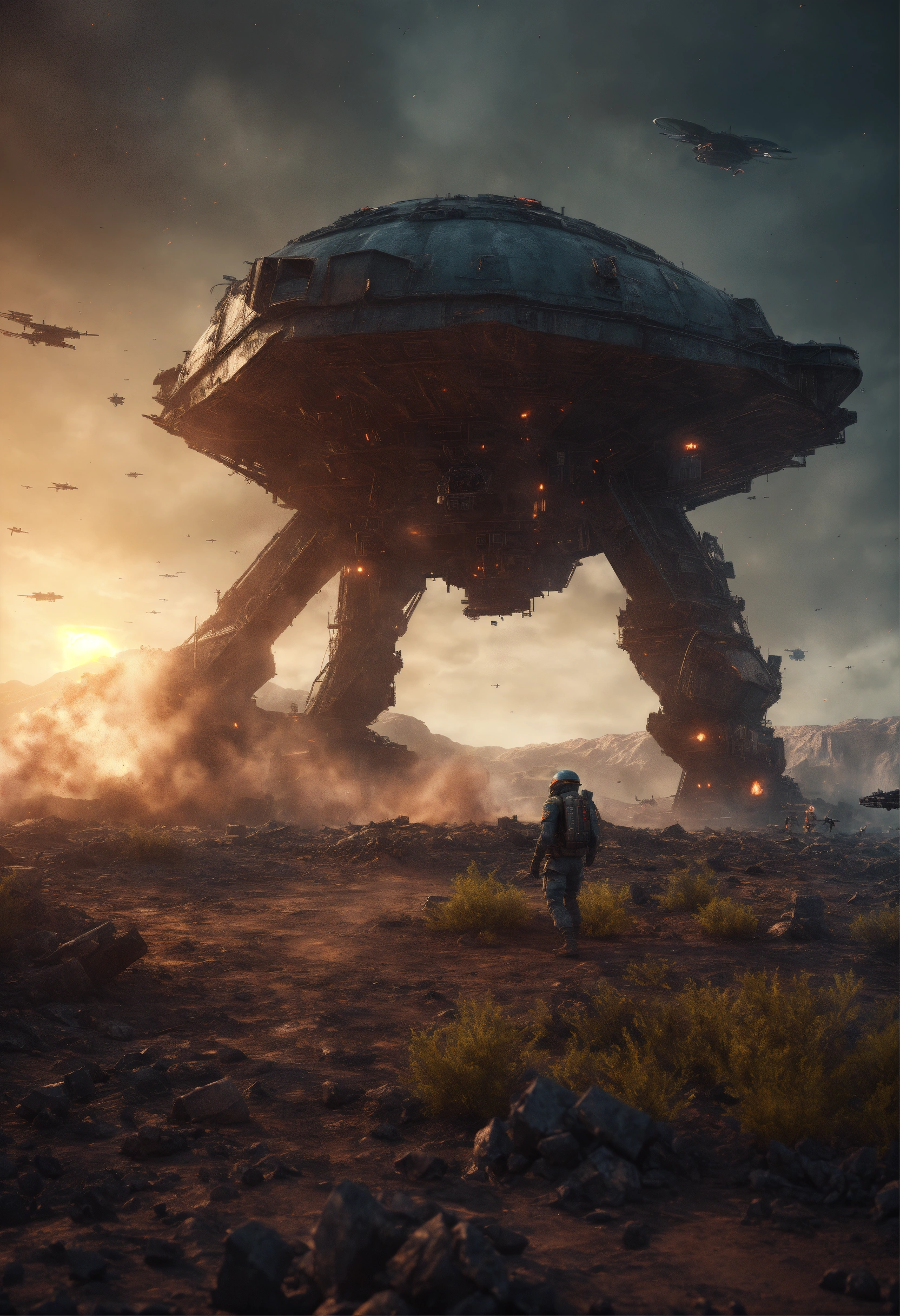 Lexica - War-torn battlefield, menacing environment, Alien, 8K ...