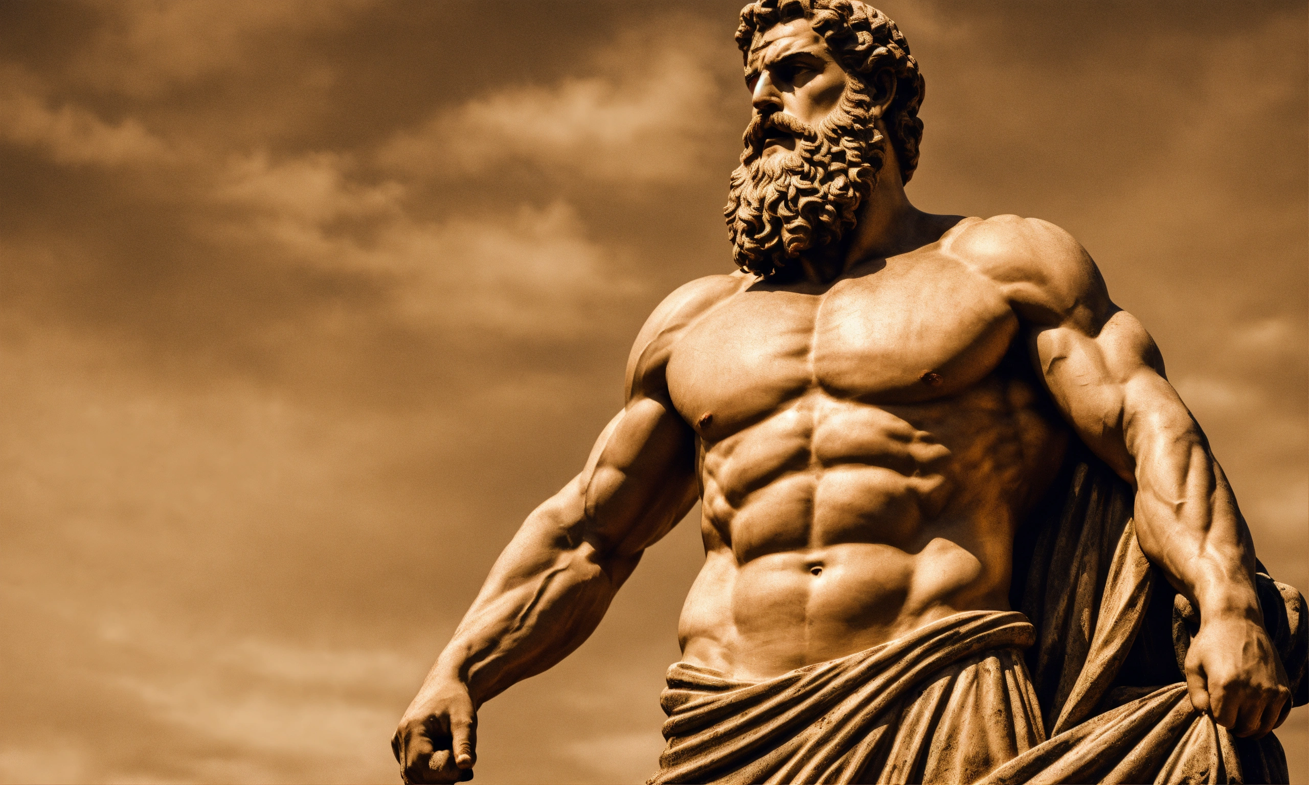 Lexica - Greek statue strong man standing with aggressive beard ...