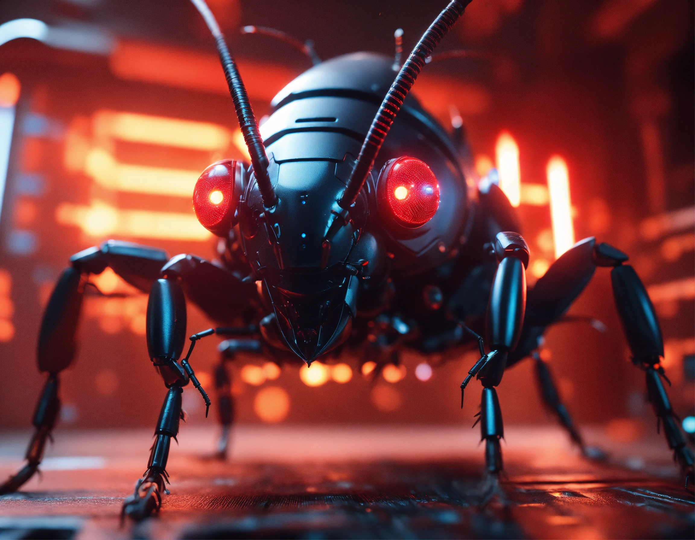 Lexica - Zoom out shot of fierce black cockroach faced standing ...