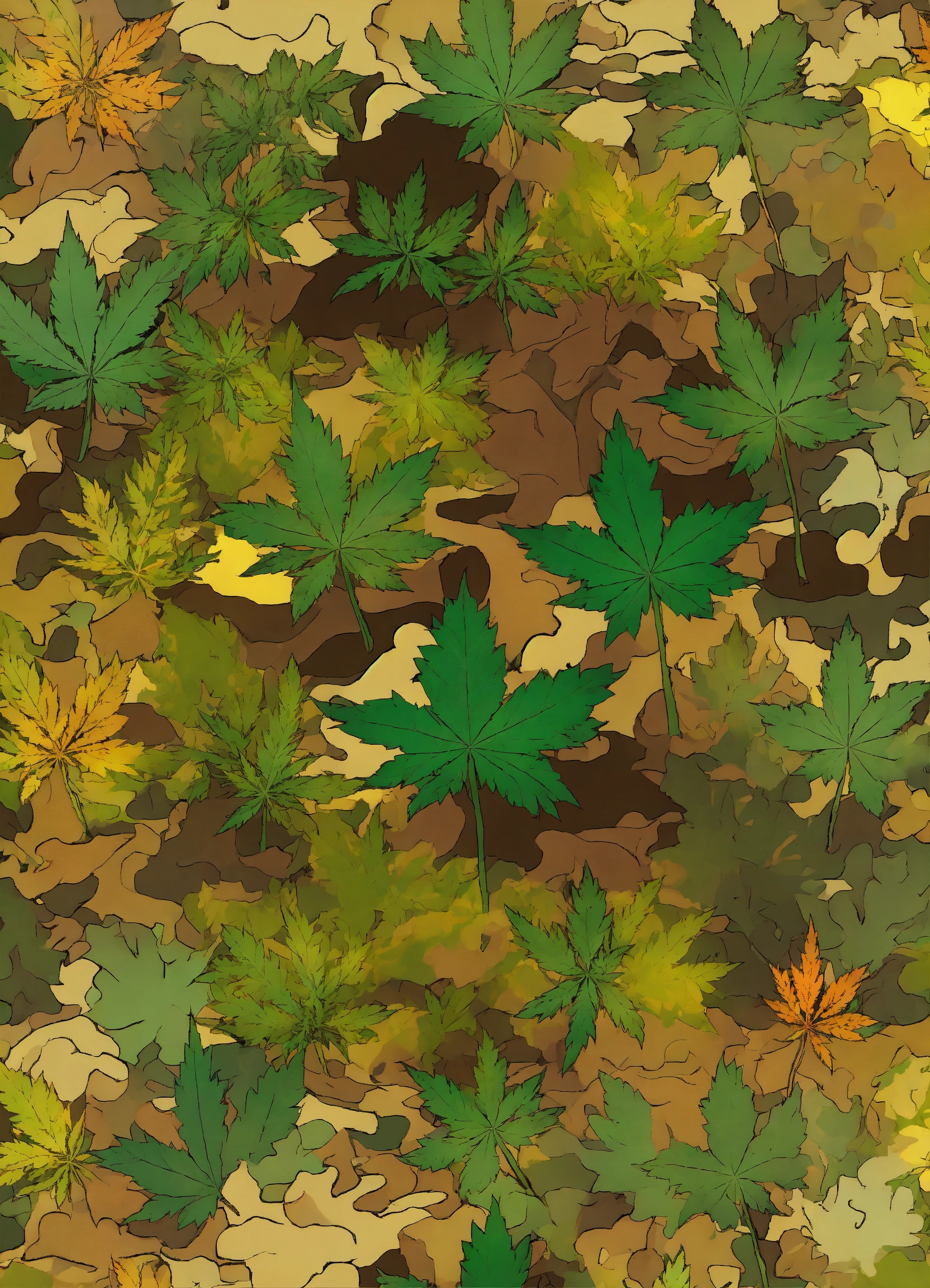 Lexica - Smoke, Weed, and tree camouflage pattern greens and browns