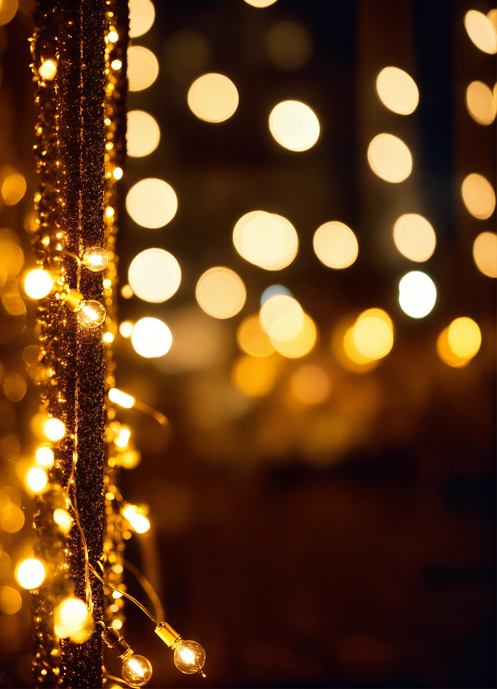 Lexica - Gold twinkling lights in a night celebration
