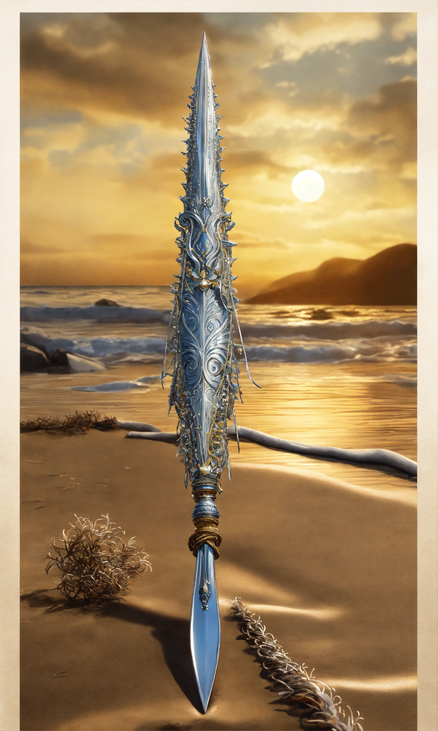 Lexica - 8k, picture of a narrow and delicate toothed spear with sharp ...