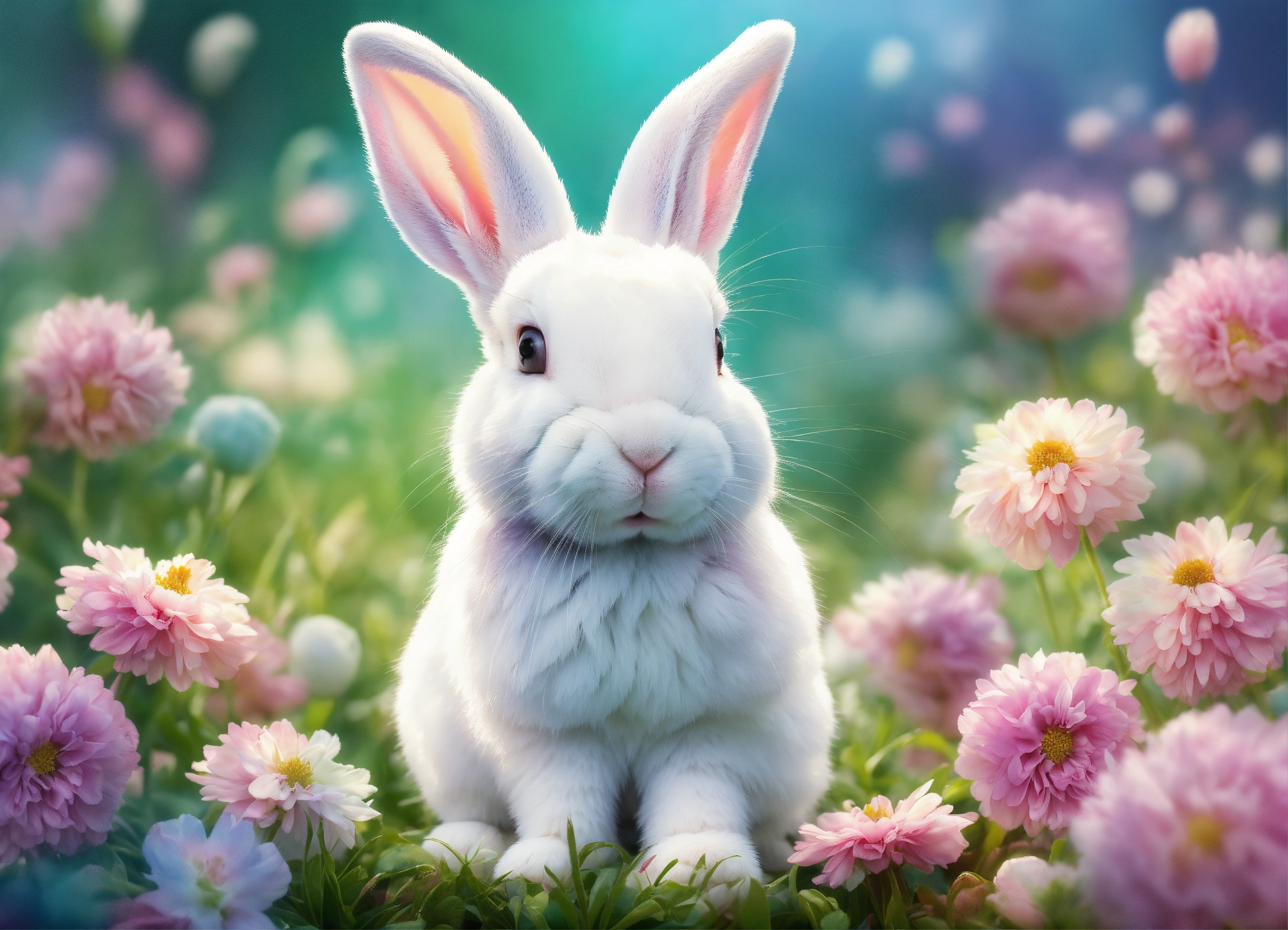 Lexica - Adorable cute white bunny rabbit with sweet eyes playing in ...