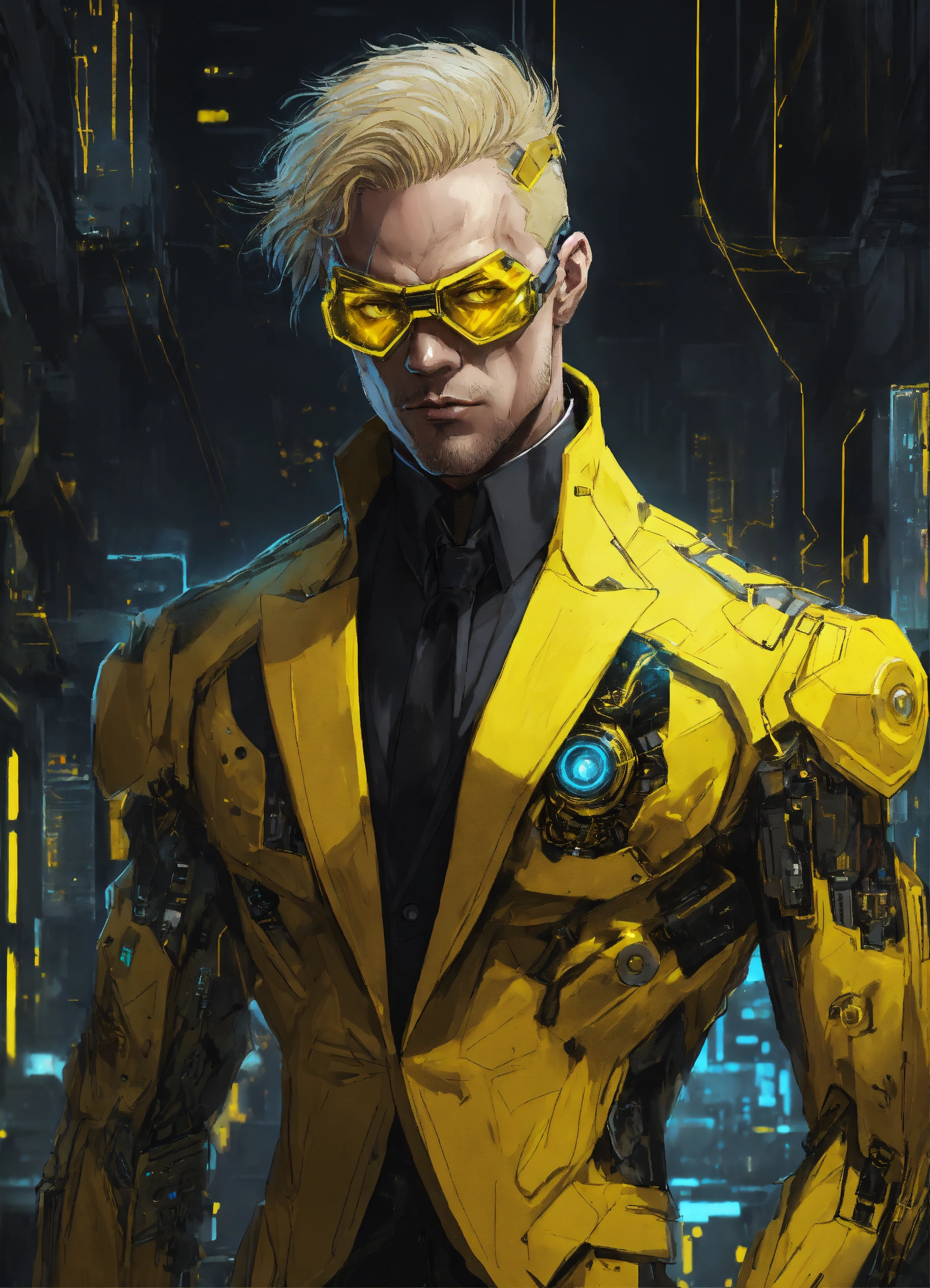 Lexica - Pale middle-aged dirty-blonde muscular cyberpunk cyborg man ...