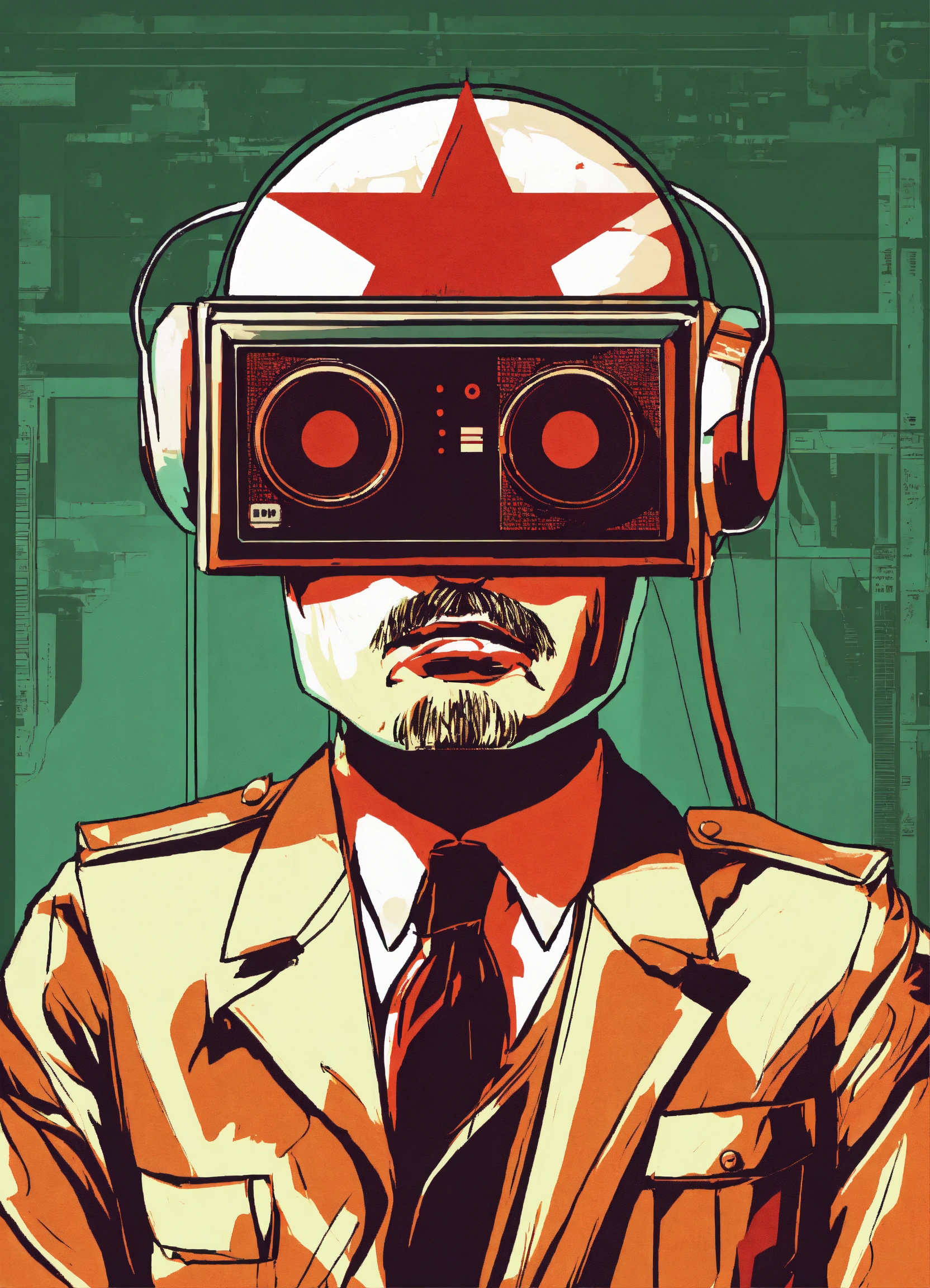 Lexica - A human dictator with television-head on a war propagand art ...