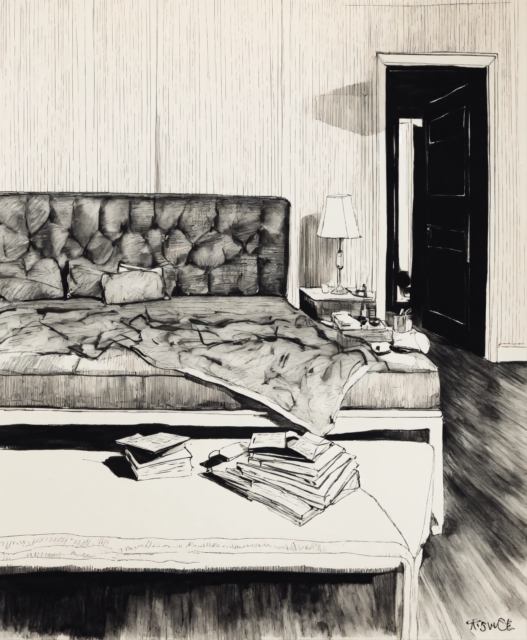 Lexica - Pen and ink sketch of divorce with white background