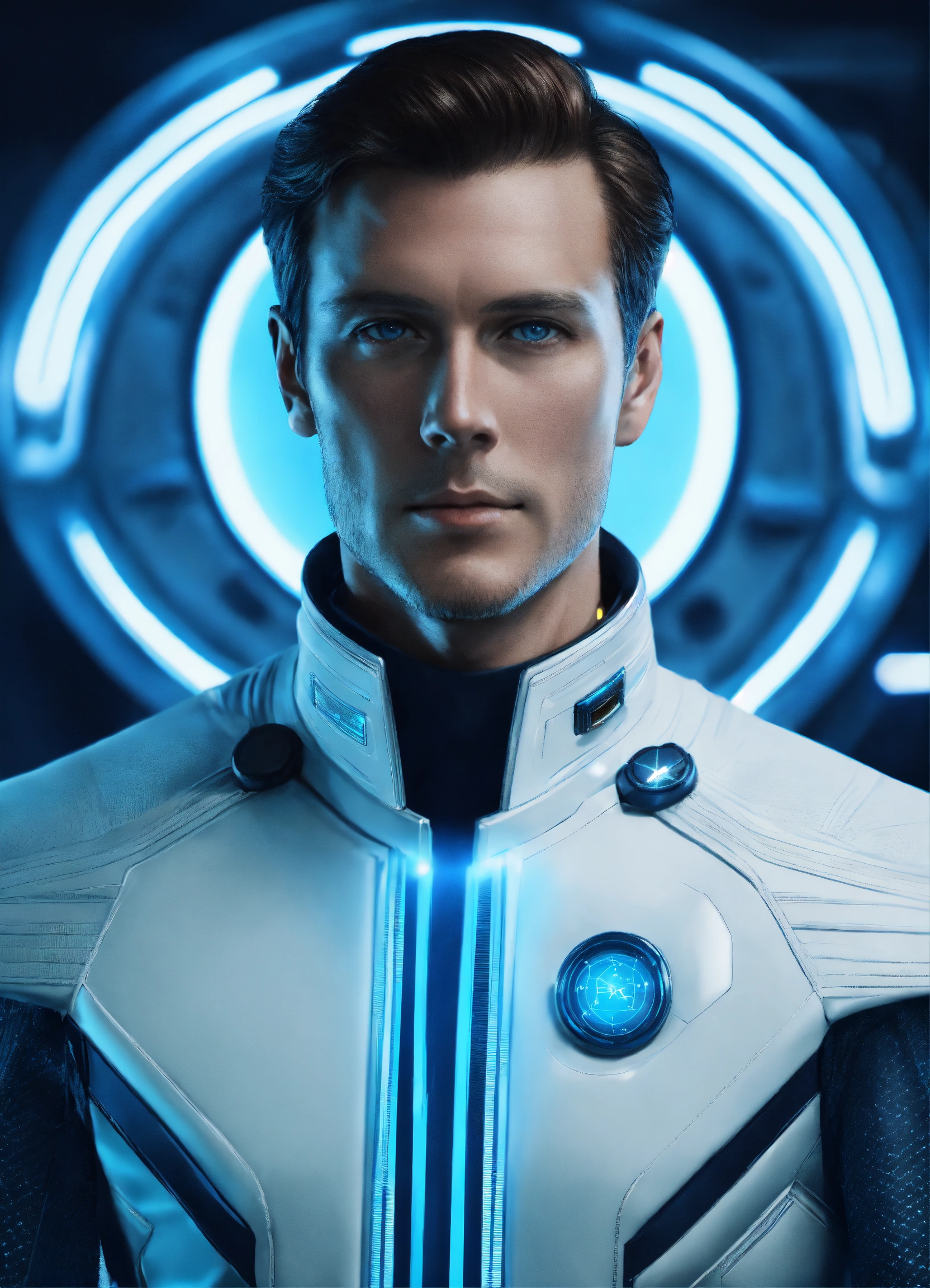 Lexica - Zoom out on white male star command Doctor wearing a sleek ...