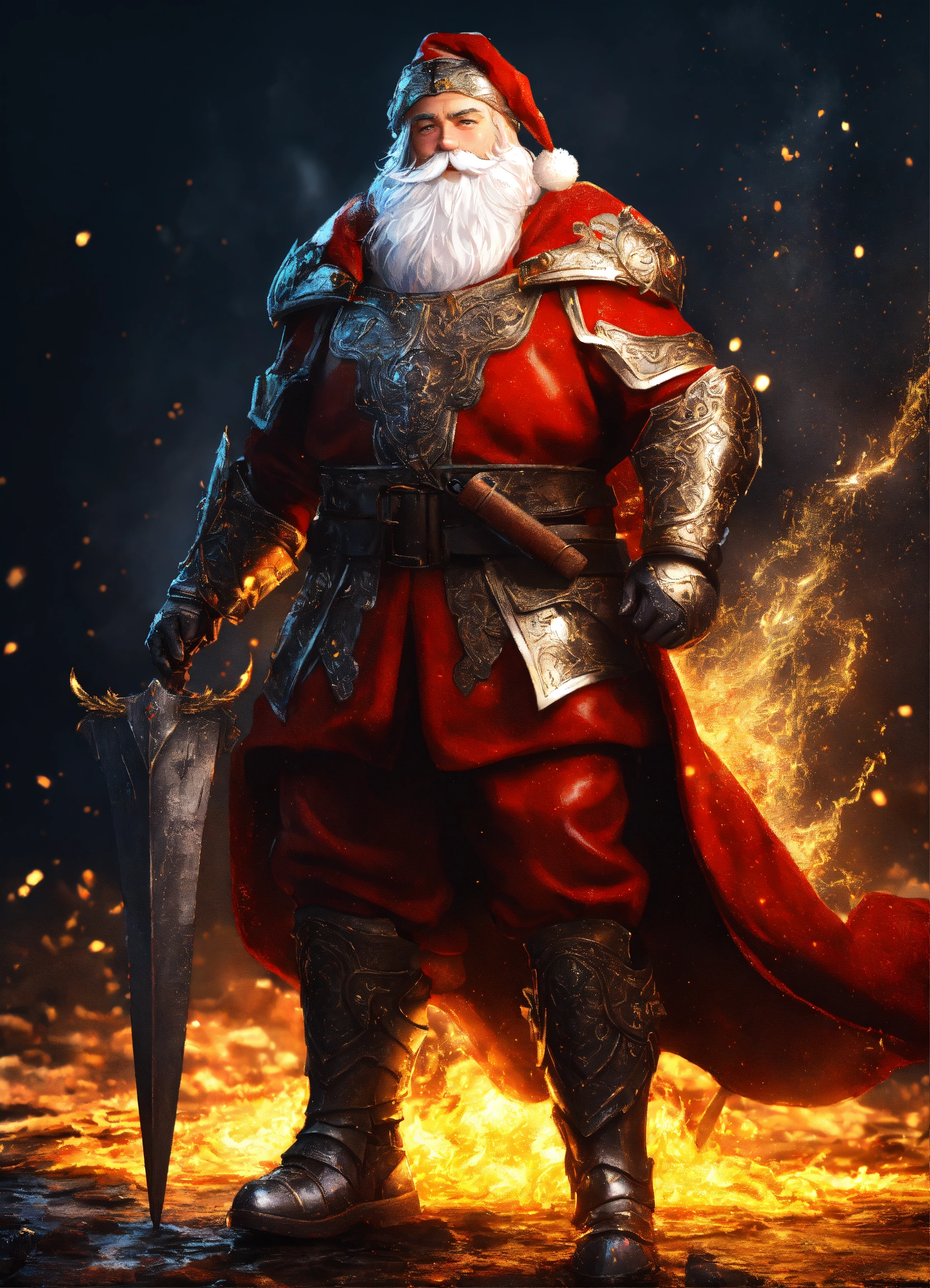 Lexica - ((Santa Claus in armor)), Full Body, Detailed Fearless Stern ...