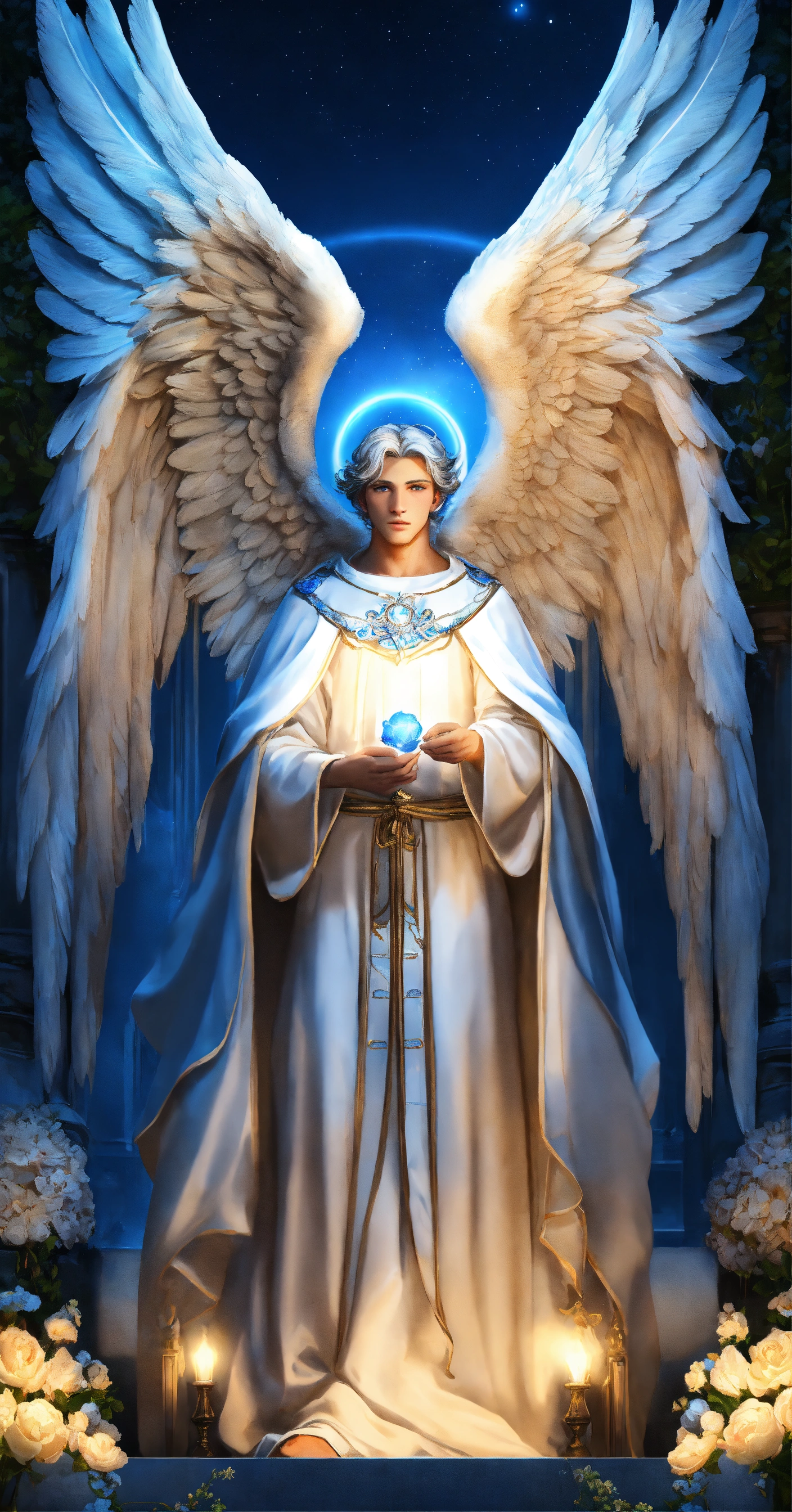 Lexica - 2 male guardian angels with detailed and luminous blue angel ...