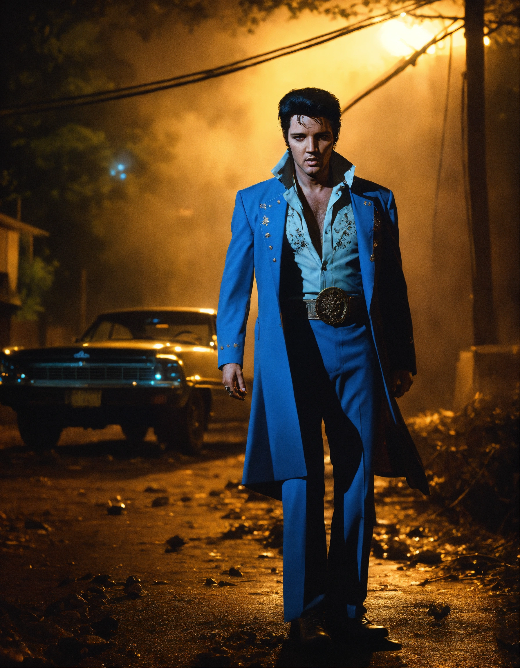 Lexica - Hyperrealistic photo portrait of Elvis Presley zombie ...