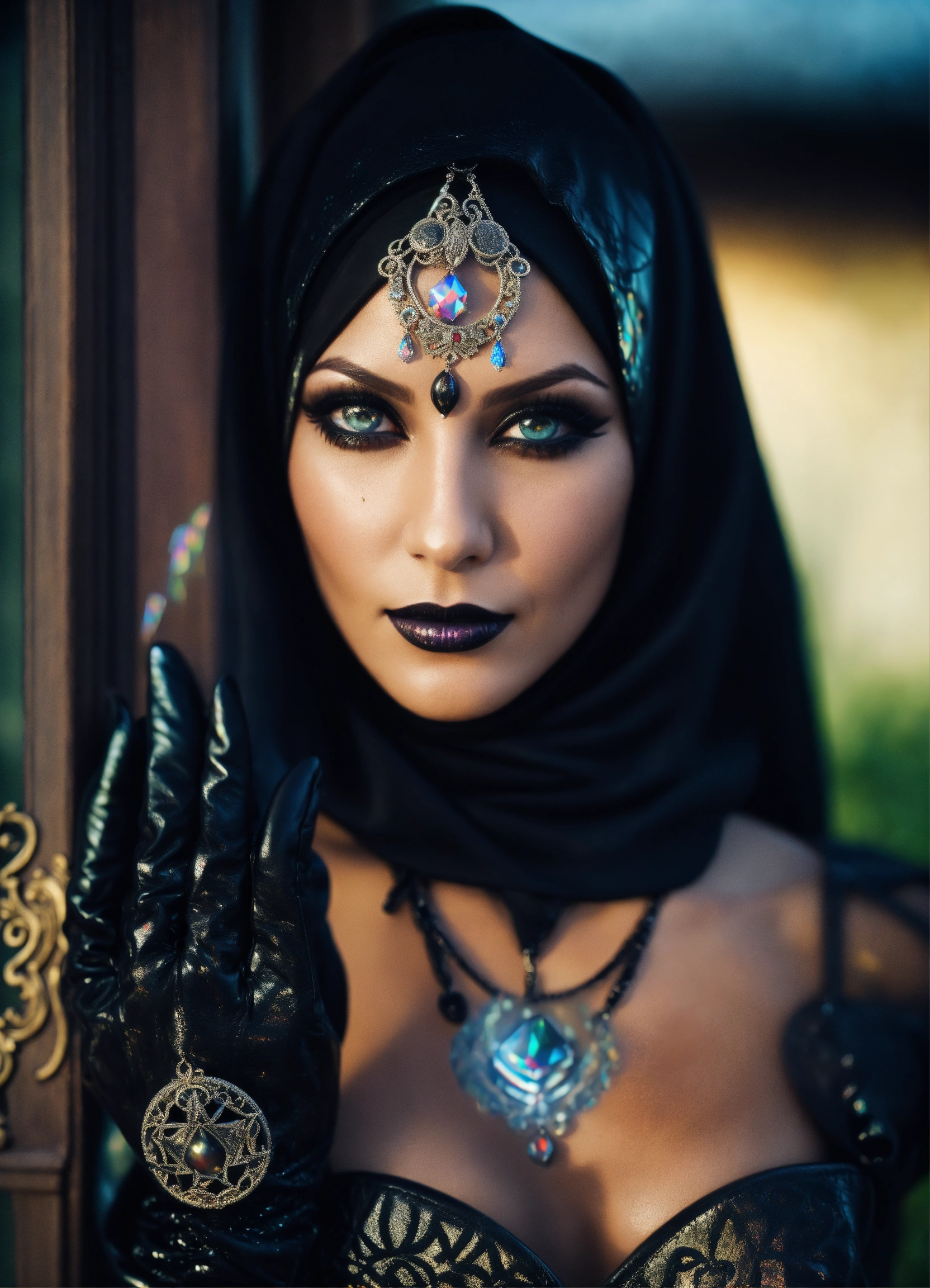 Lexica - Evil occult satanic goth hypnotic Arabian Sorceress with doom gaze veiled eyes ...