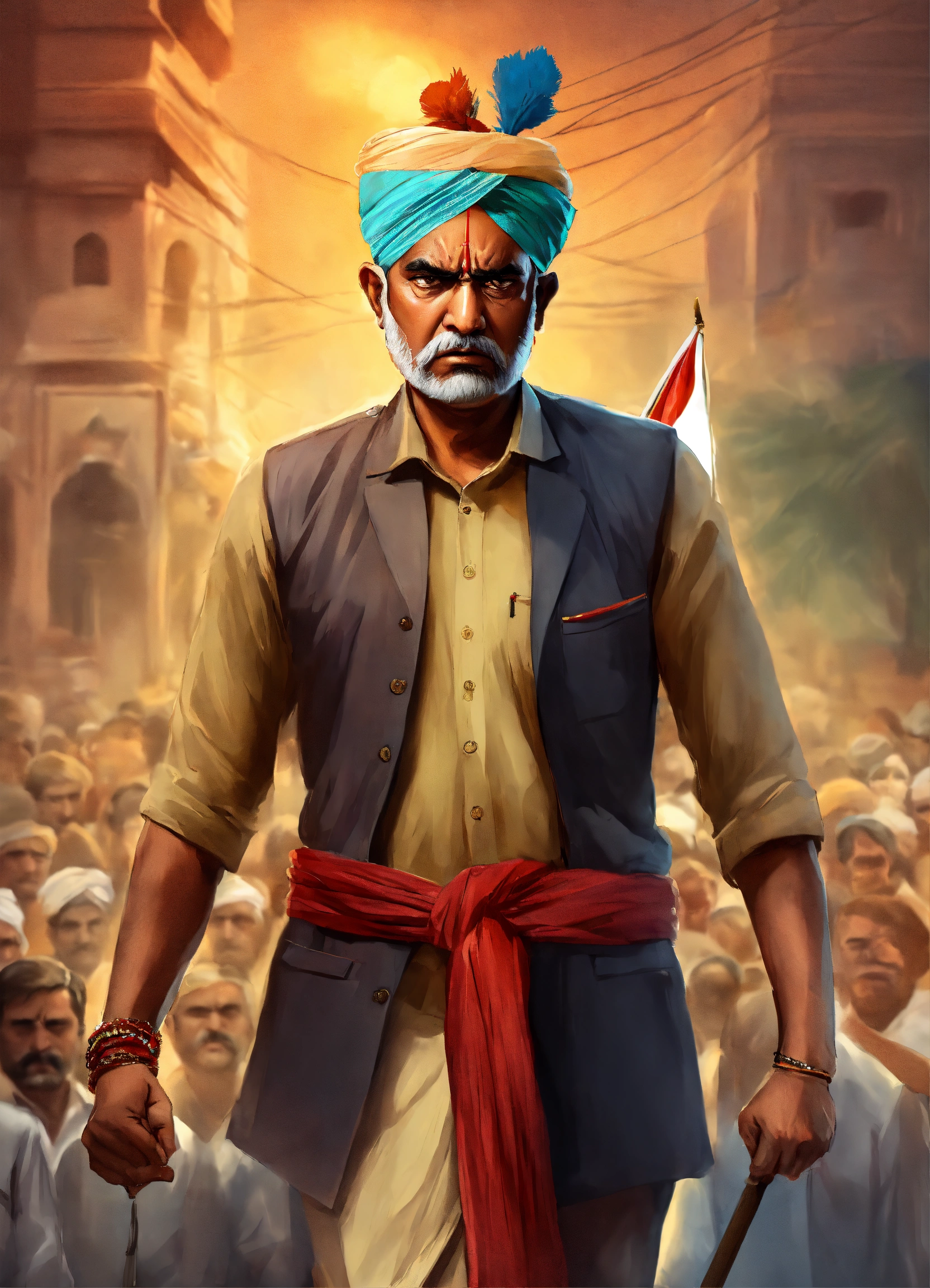 Lexica - Indian political man man with angry moment with full strait looks
