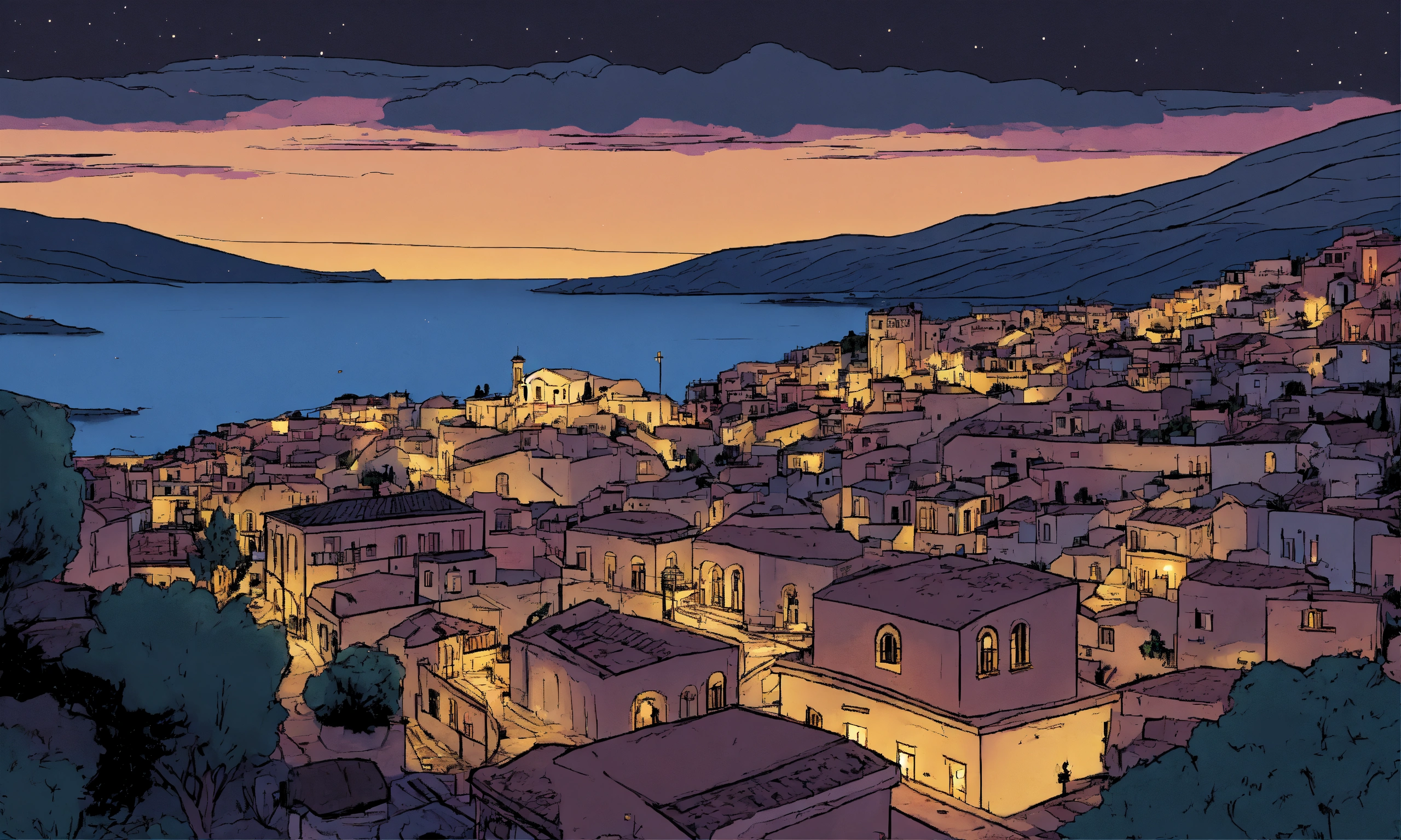 Lexica - Goth greece at night . comic